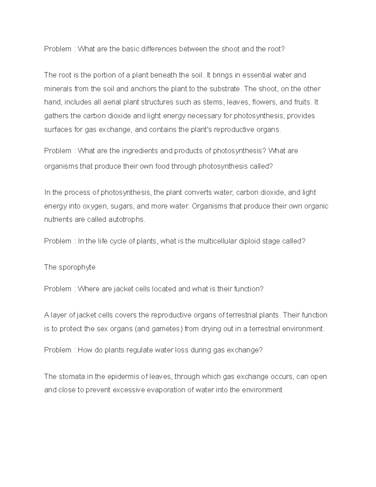 Problem - notes to help - Problem : What are the basic differences ...