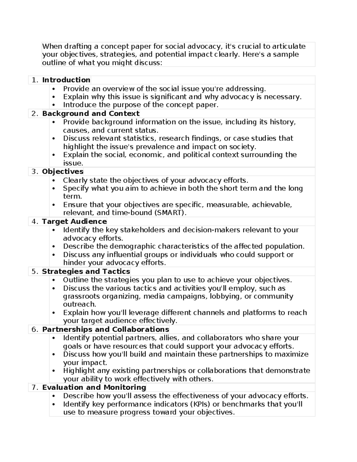 Mod14 - lecture - When drafting a concept paper for social advocacy, it ...