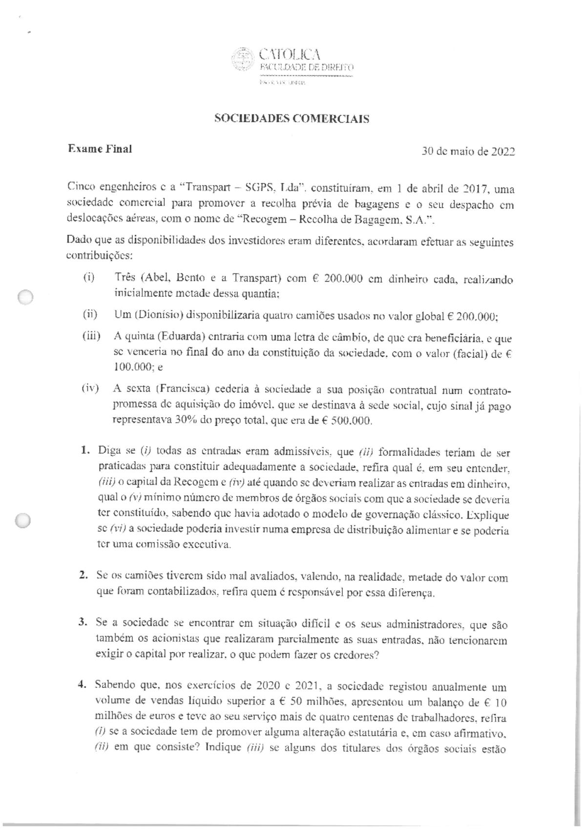 Soc Com 30maio 2022 - 12343456 - Direito das Sociedades Comerciais ...