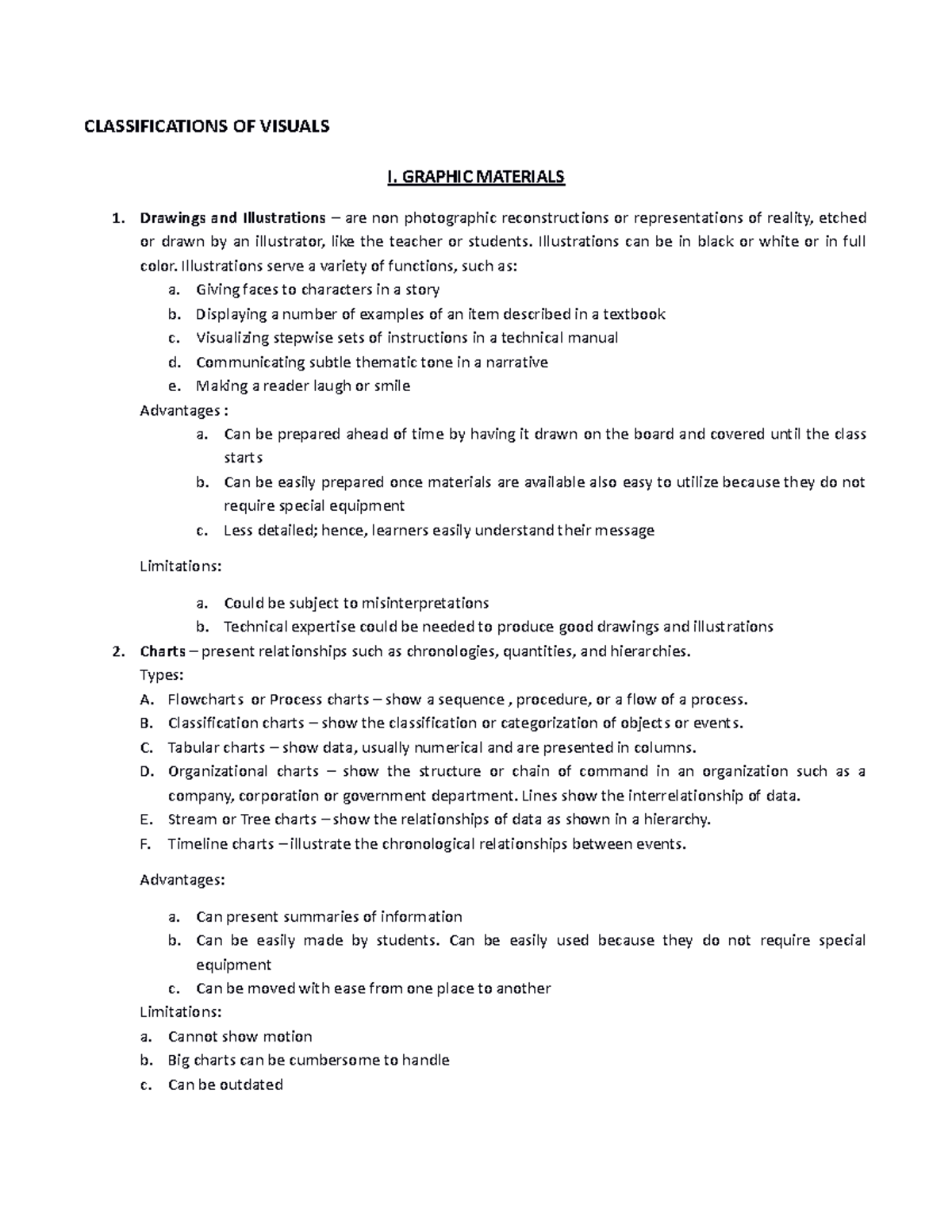Classifications-of-visuals - CLASSIFICATIONS OF VISUALS I. GRAPHIC ...