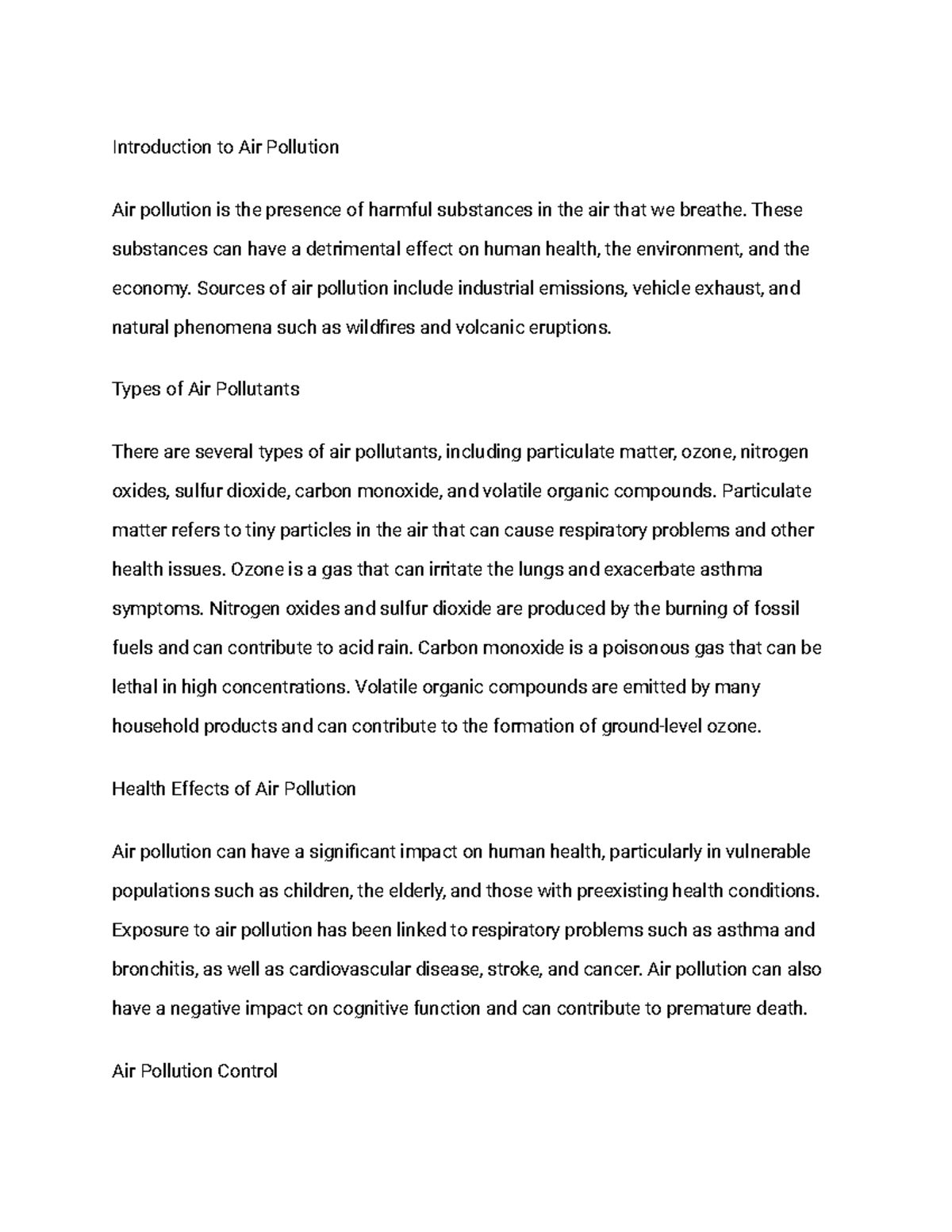 Introduction to Air Pollution - These substances can have a detrimental ...