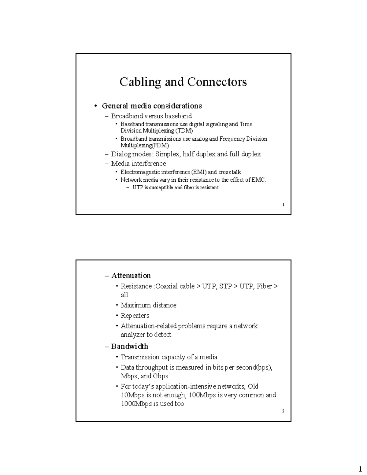 Cabling and Connectors - - Studocu