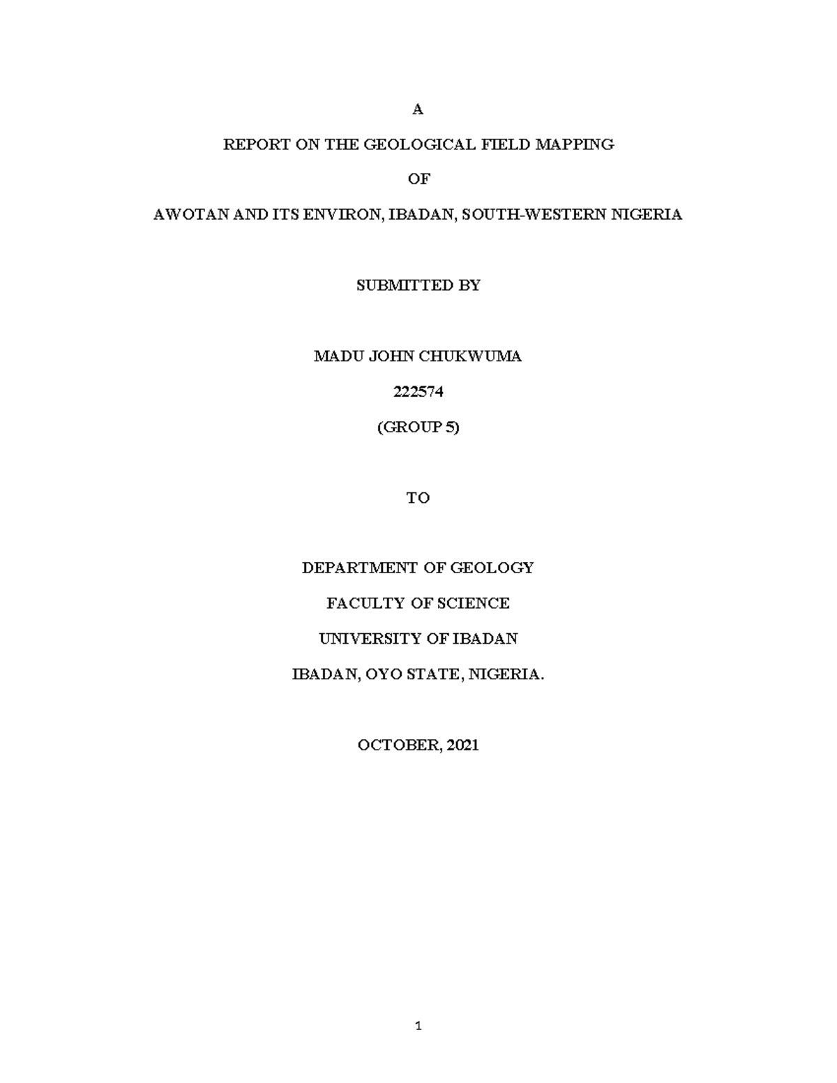 Geological Field mapping - A REPORT ON THE GEOLOGICAL FIELD MAPPING OF ...