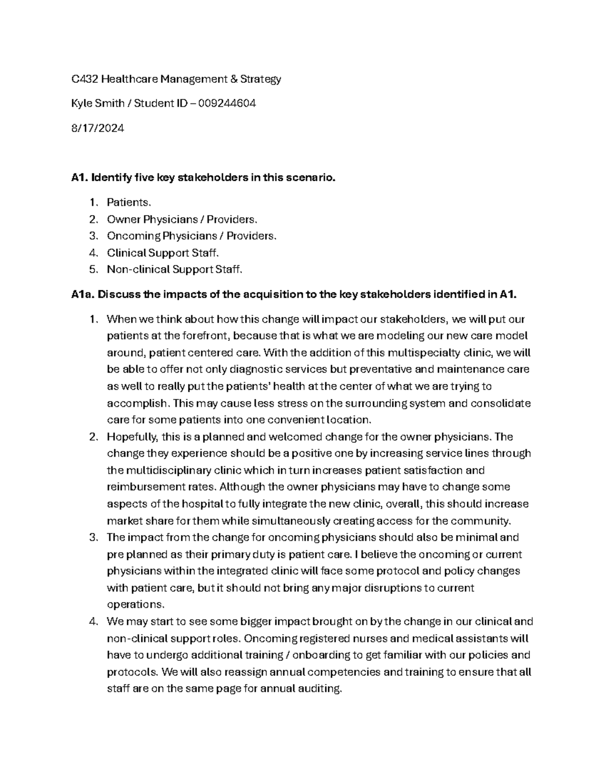 C432 PA - Passing PA - C432 Healthcare Management & Strategy Kyle Smith ...