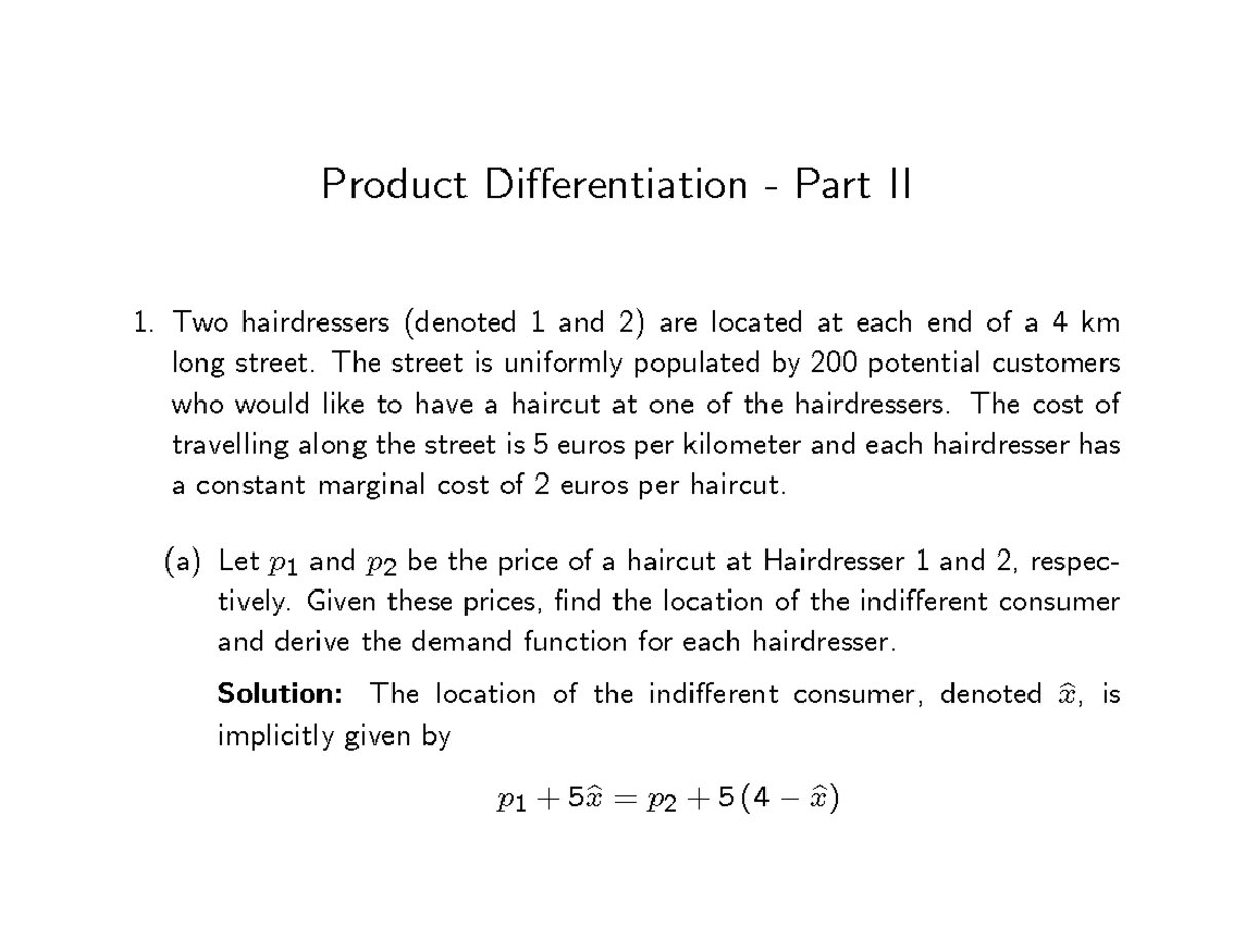 Product Diff 2 solutions - Product Di§erentiation - Part II Two ...