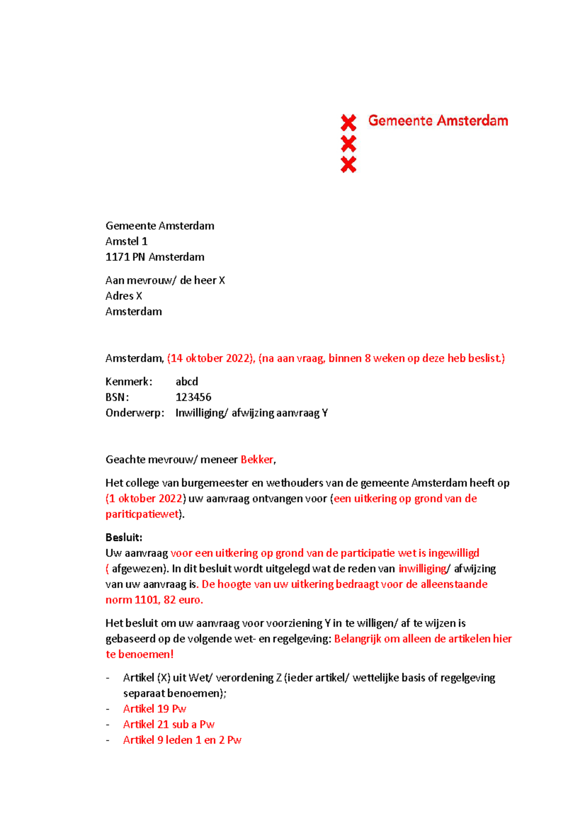 Format beschikking Beroepsproduct - Gemeente Amsterdam Amstel 1 1171 PN ...