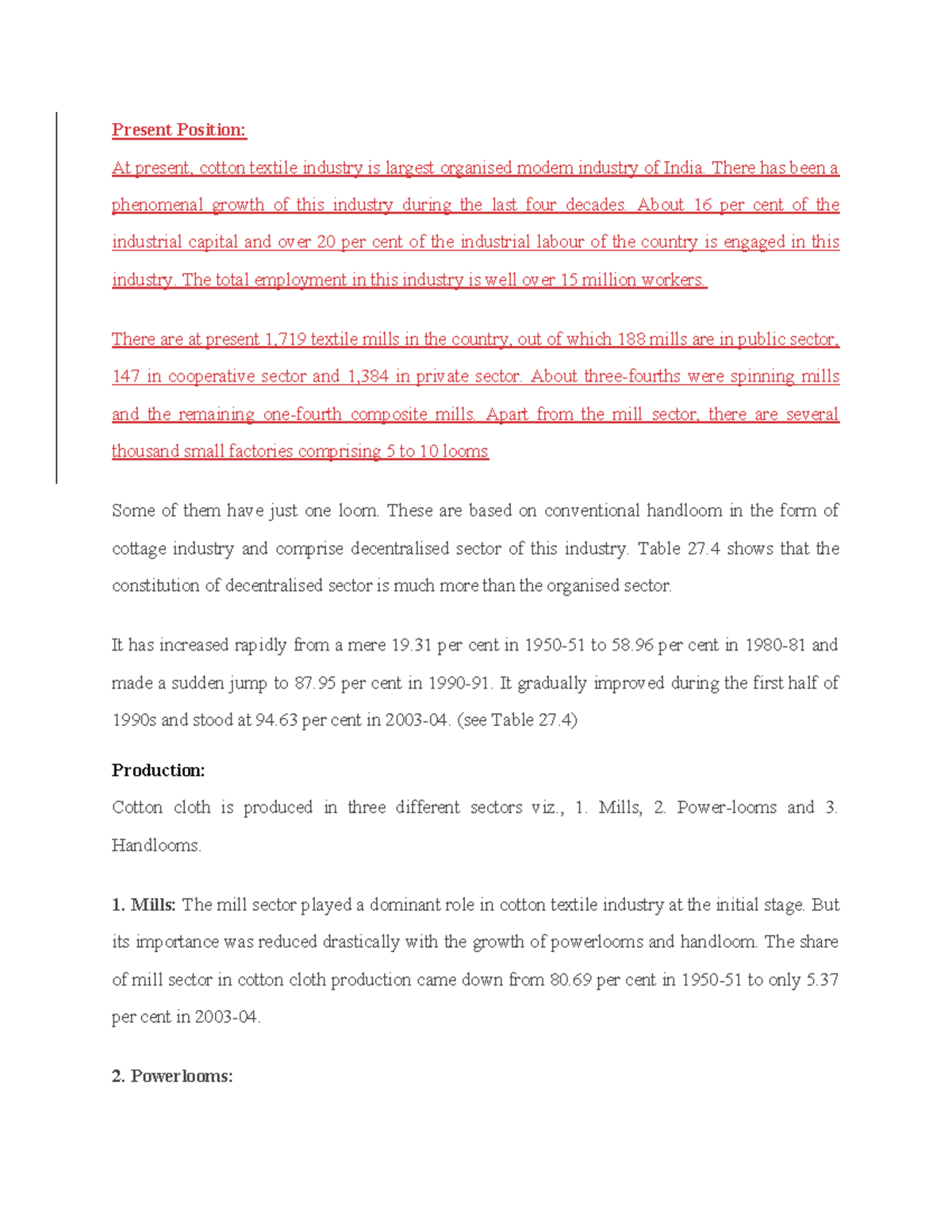 Geology 5thsem 2 - BG 5th sem - Present Position: At present, cotton ...