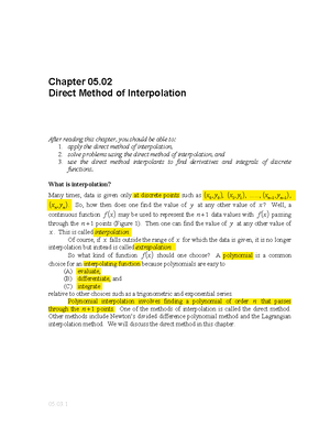 Spline - 05. Chapter 05. Spline Method of Interpolation After reading this chapter, you should ...