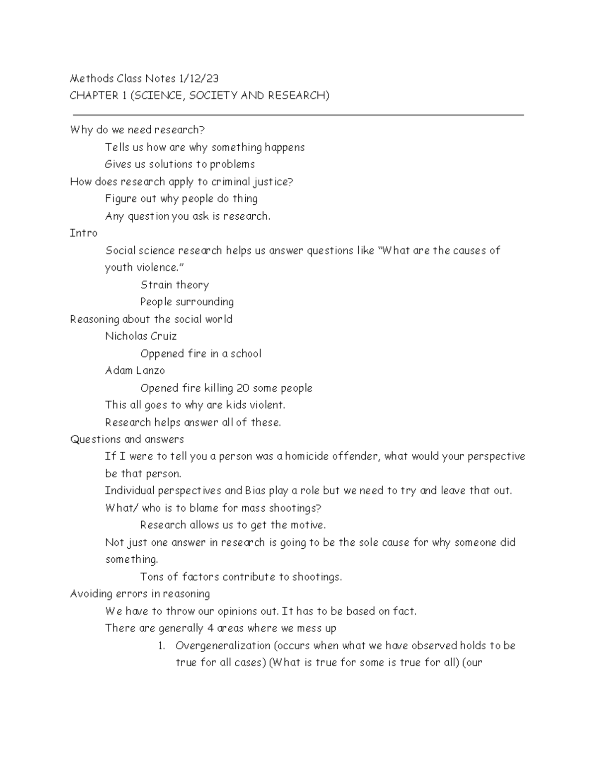 Methods Class Notes - Intro Social science research helps us answer ...