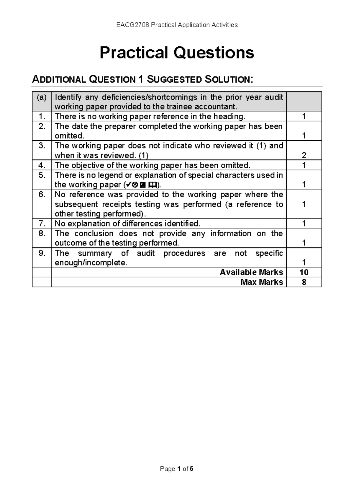 LU1 Practical Questions - Practical Questions ADDITIONAL Q UESTION 1 ...