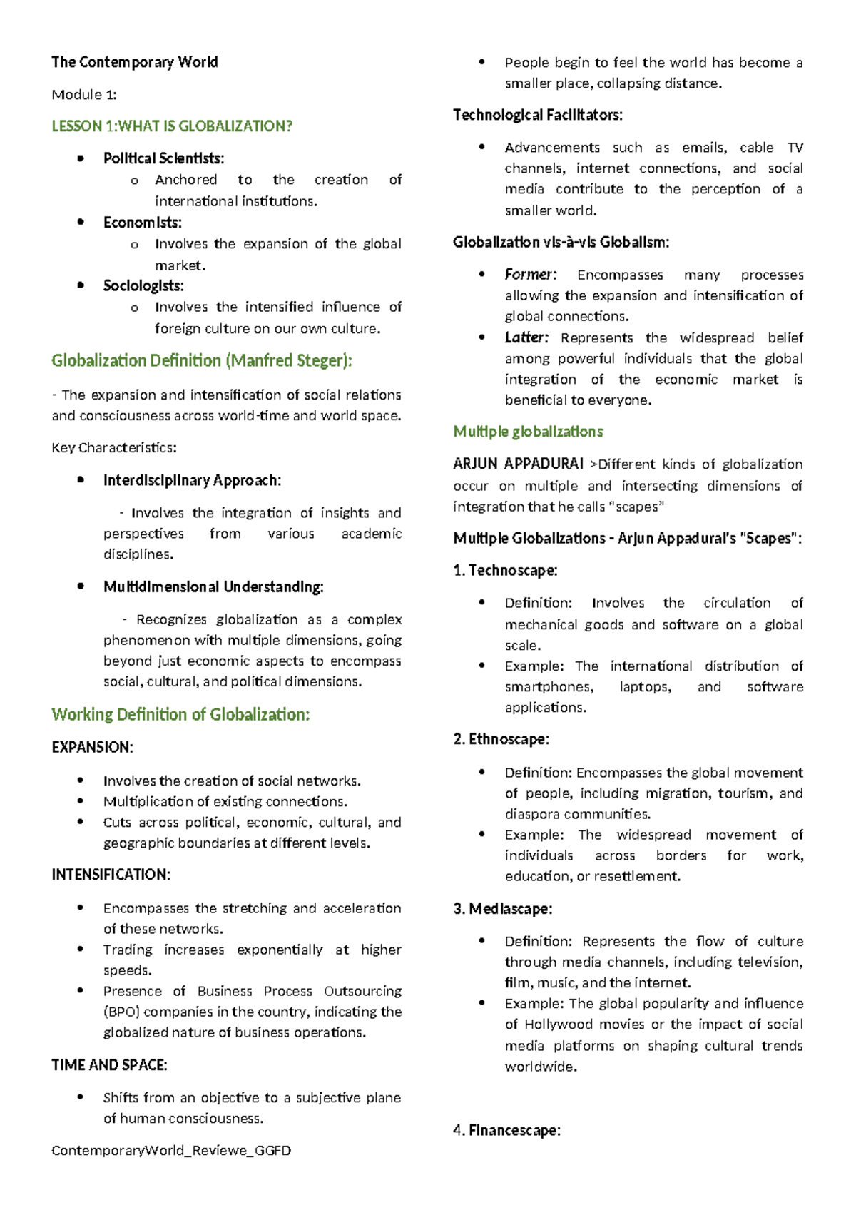 The Contemporary World Module 1 Reviewer - The Contemporary World ...