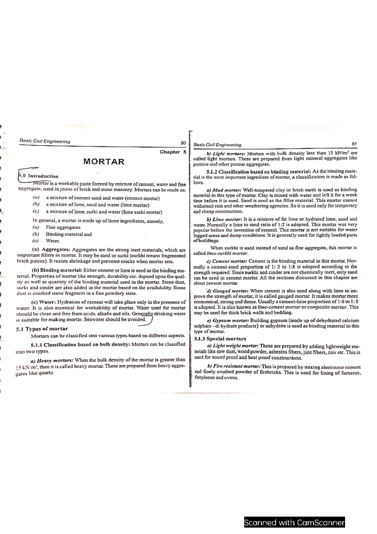 Mortar - Basics of Civil Engineering - Studocu