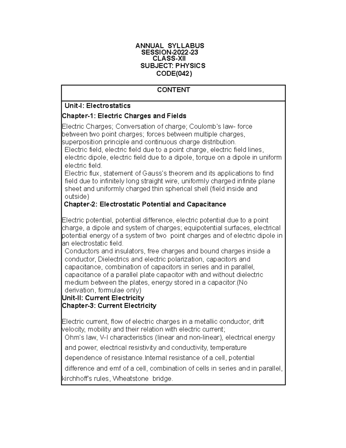 12Physics EM - Syyyyy - ANNUAL SYLLABUS SESSION-2022- CLASS-XII SUBJECT ...