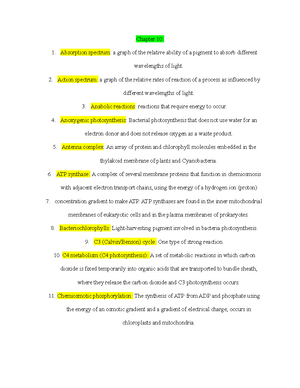Chapter 11 Botany Summary - Chapter 11 Botany Summary Photosynthesis is ...