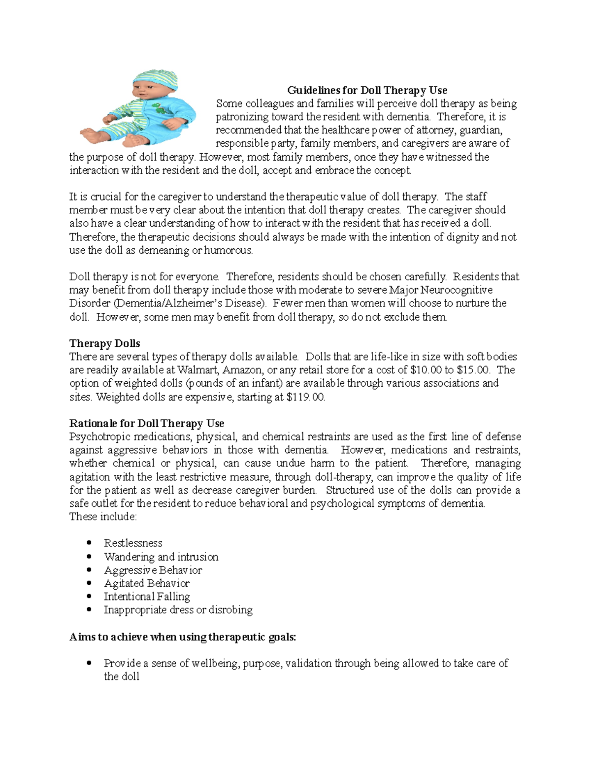 Guidelines for Doll Therapy Use original .docx - Guidelines for Doll ...