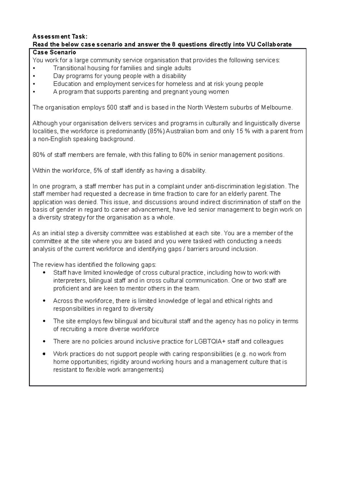 Assessment Task 3 - cxcxcxc - Assessment Task: Read the below case ...