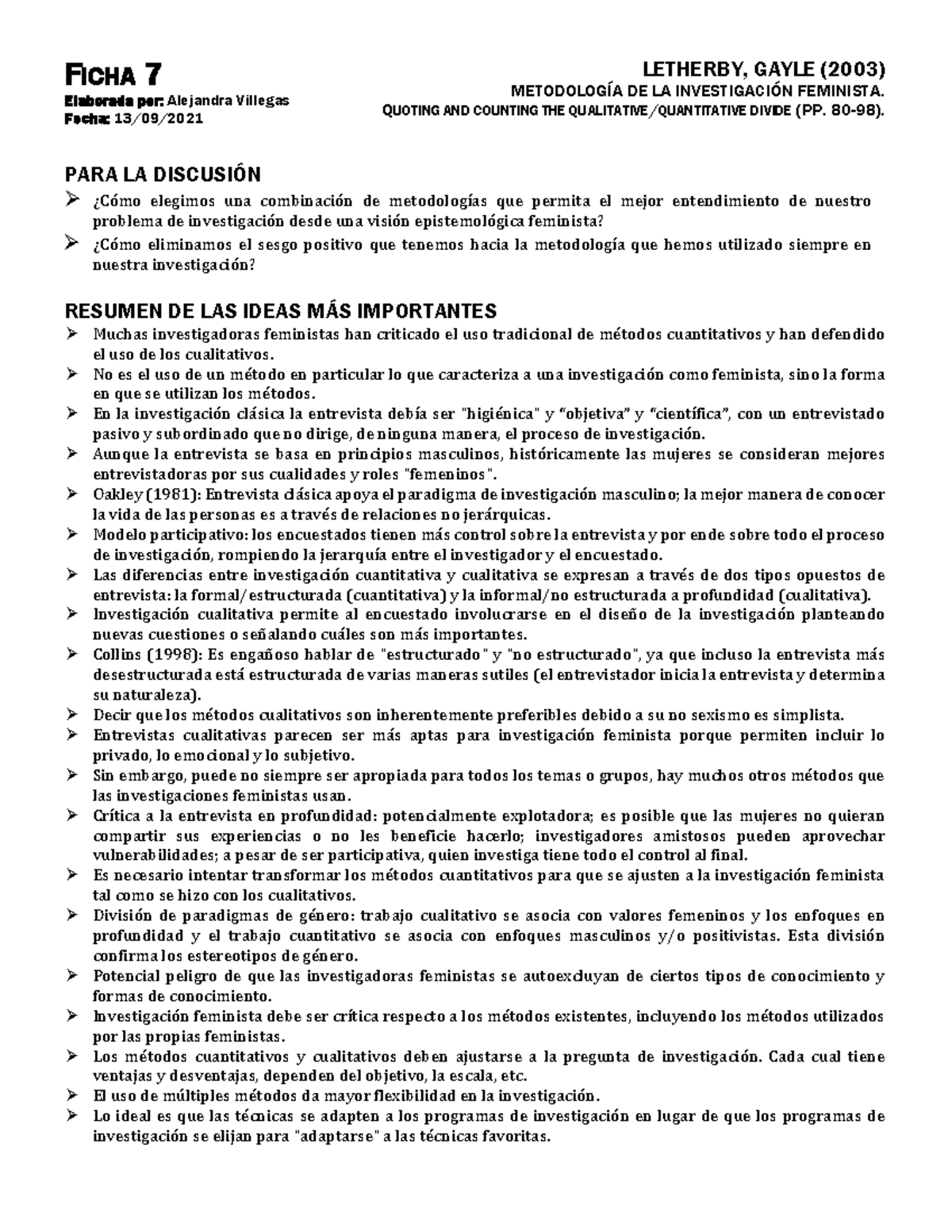 Ficha 7. Letherby Quoting and counting the qualitativequantitative ...