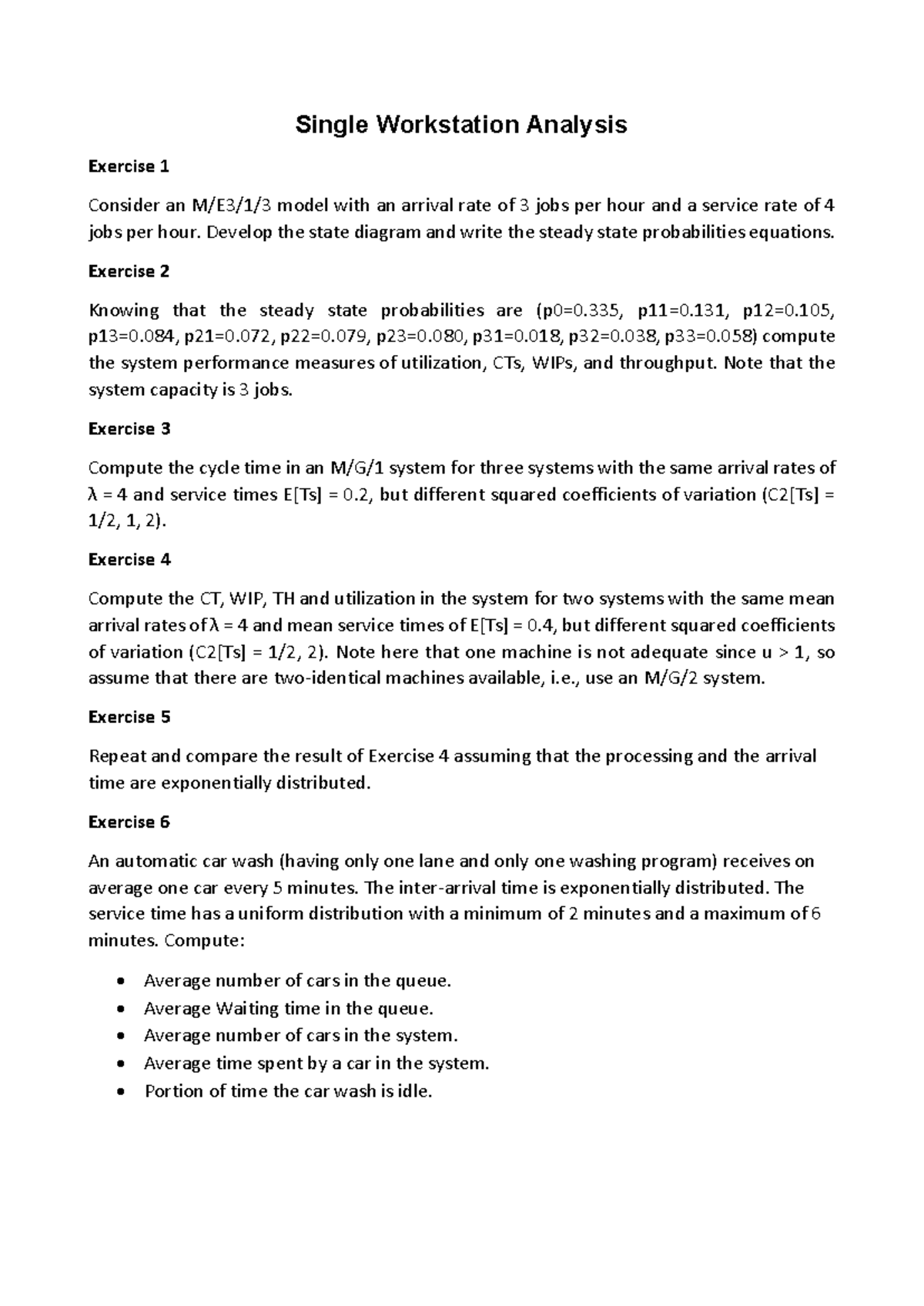 Practice 4 - Esercitazione - Single Workstation Analysis Exercise 1 ...