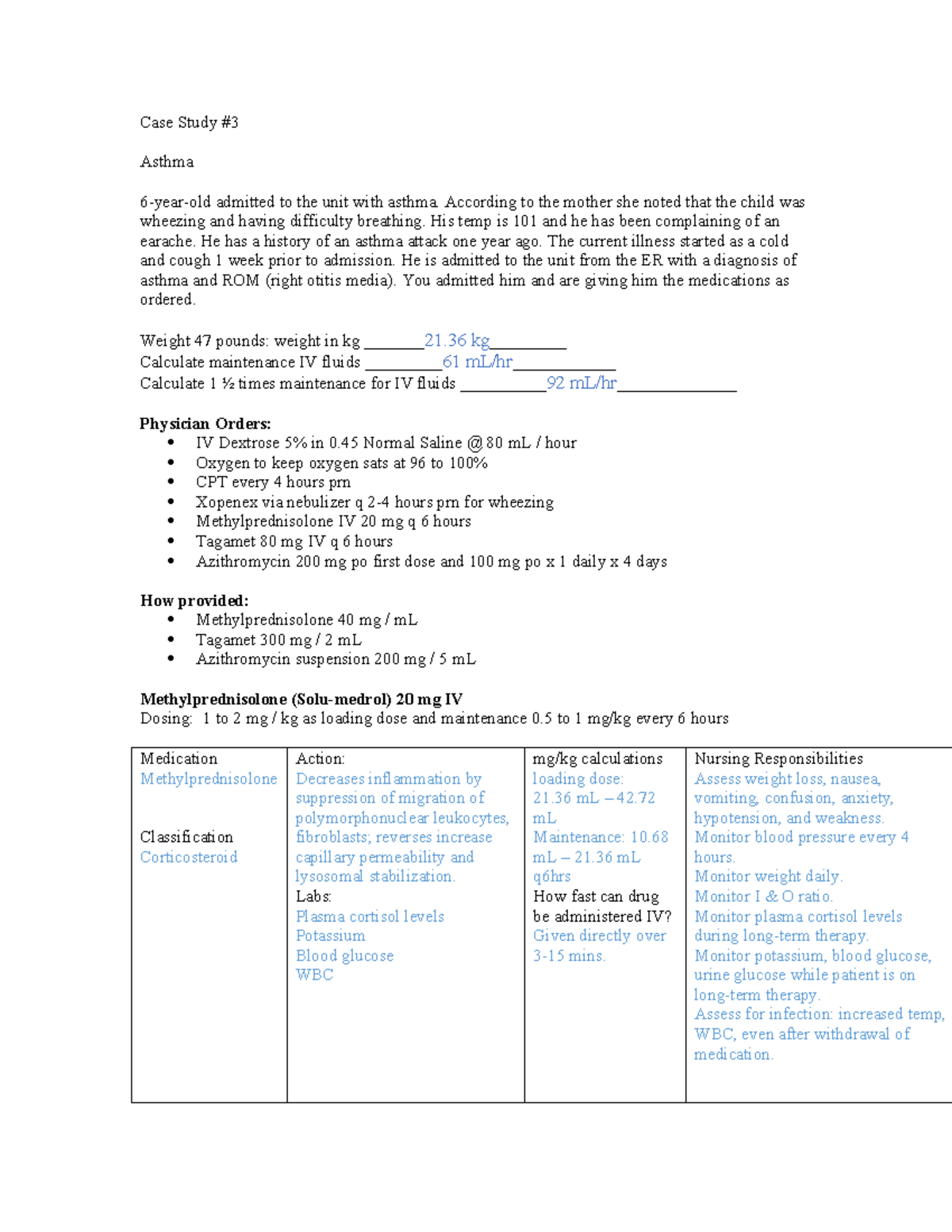 Case Study Asthma- Amos - Case Study Asthma 6-year-old admitted to the unit with asthma ...