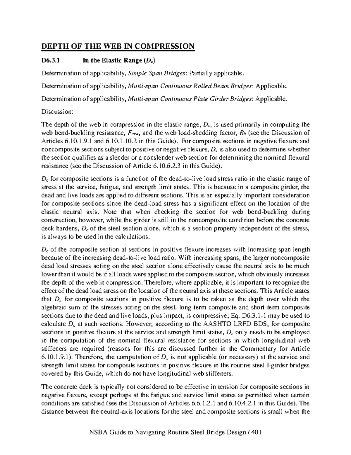 Depth OF THE WEB IN Compression - DEPTH OF THE WEB IN COMPRESSION D6.3 ...