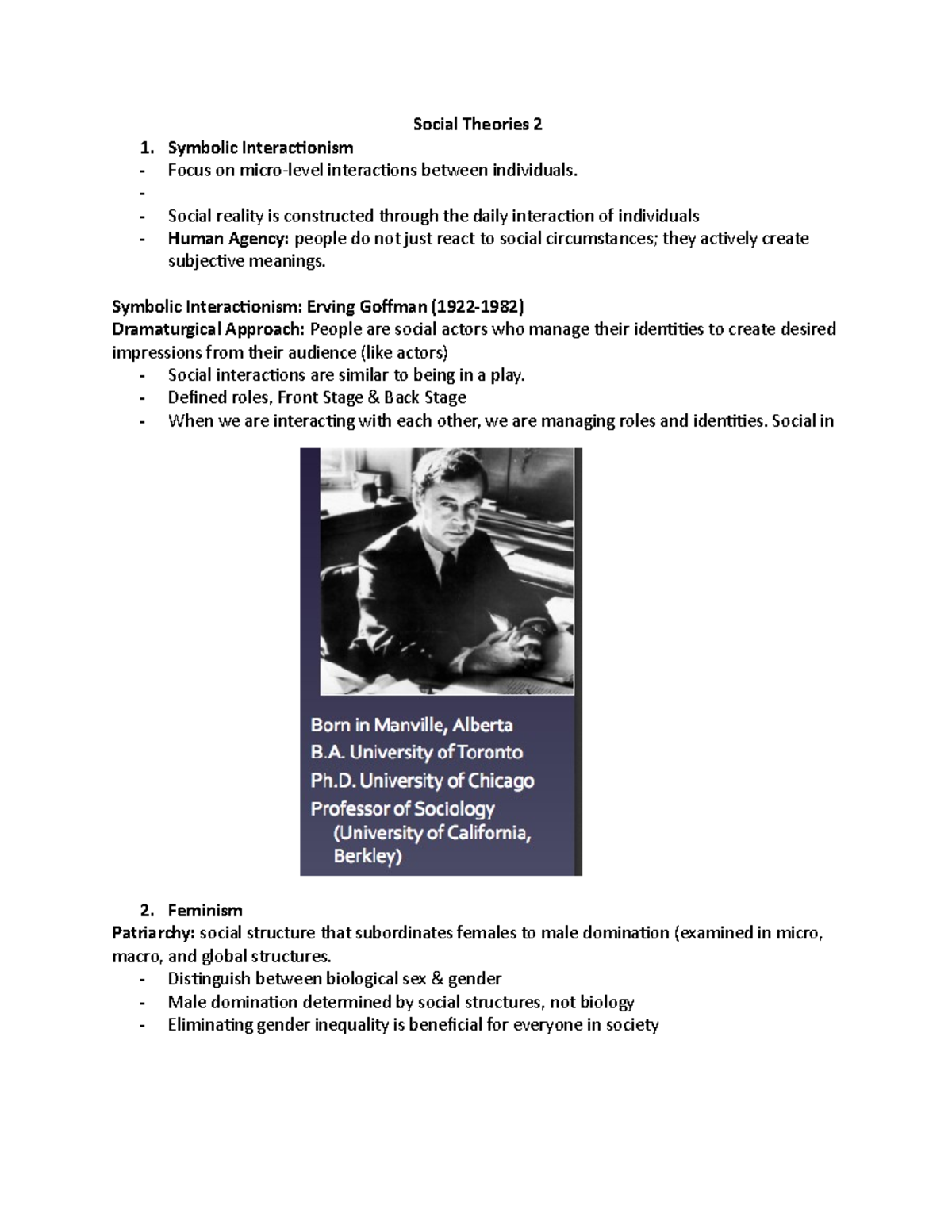 Lecture 4 SY101 - Social Theories 2 Symbolic Interactionism Focus on ...