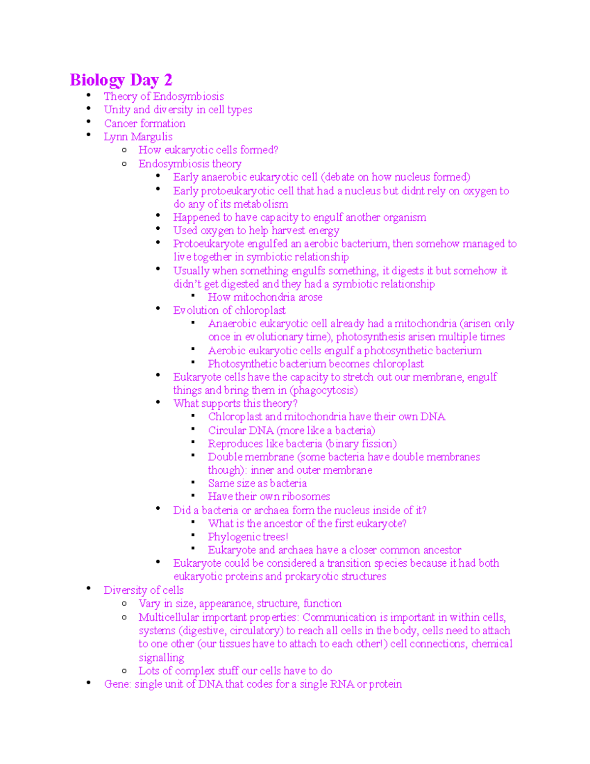Exam 1 Review (Lipids, Endosymbiosis, Protein Structure) - Biology Day ...
