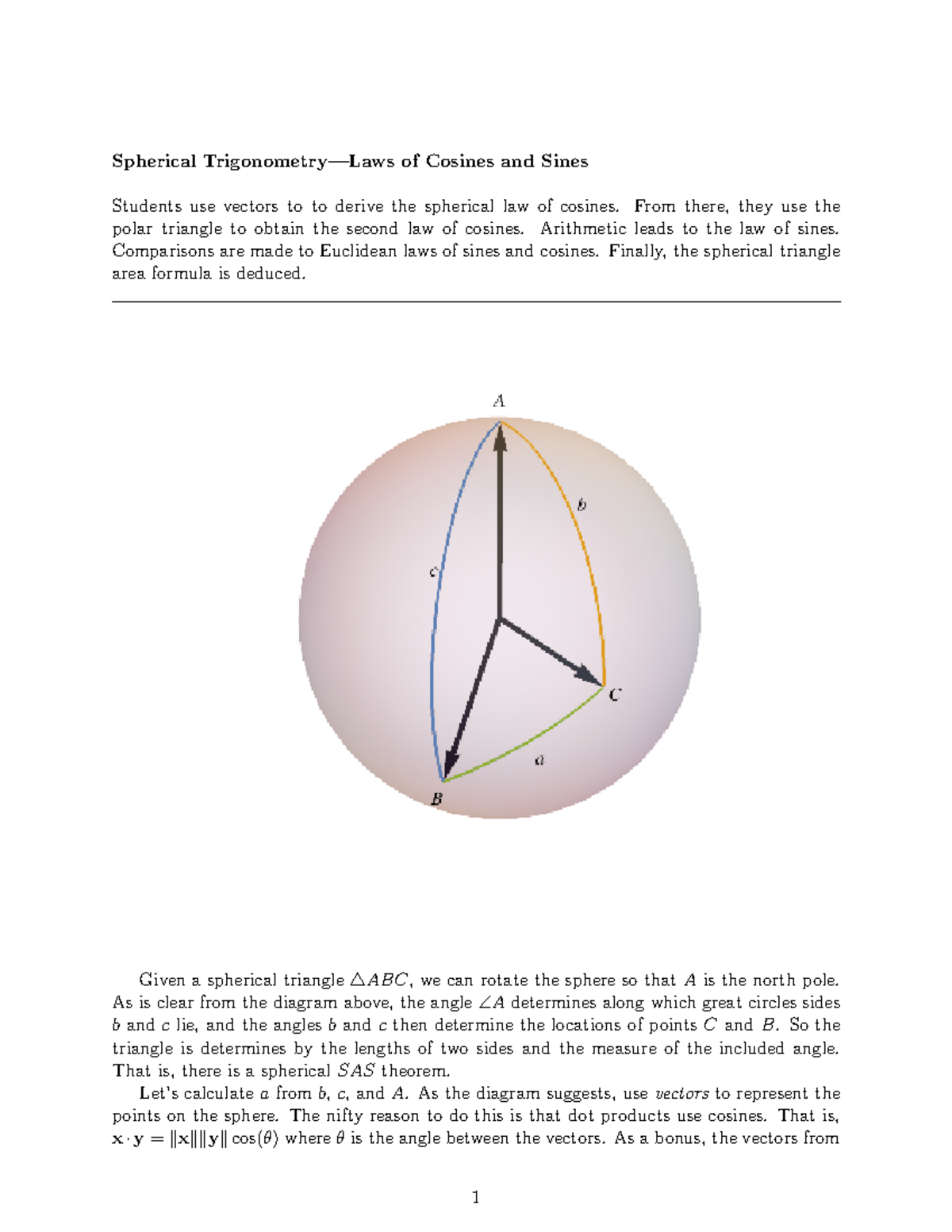 04 Spherical Trigonometry - Spherical Trigonometry—Laws of Cosines and ...