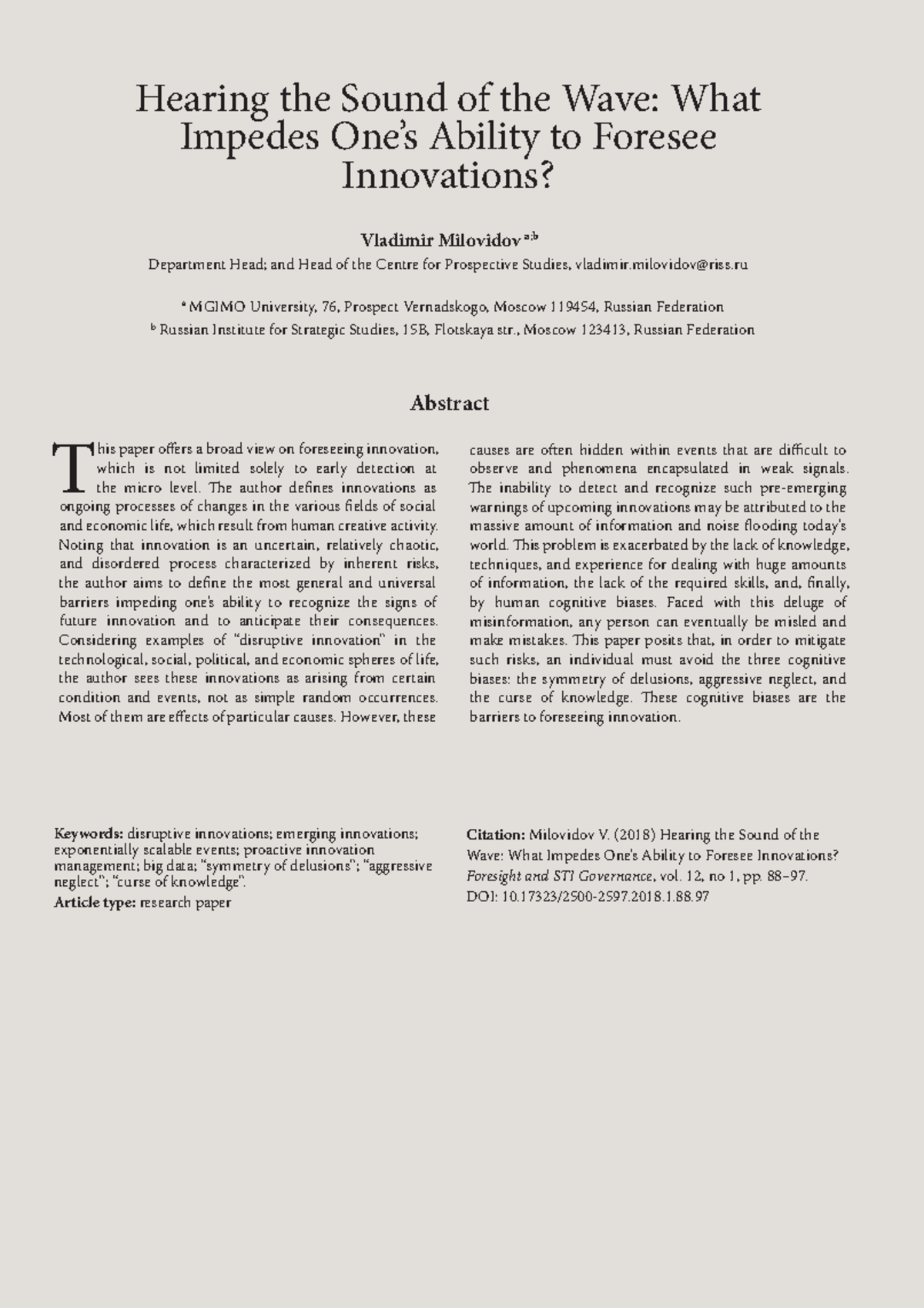 Hearing the Sound of the Wave What Imped - Master Class 88 FORESIGHT ...