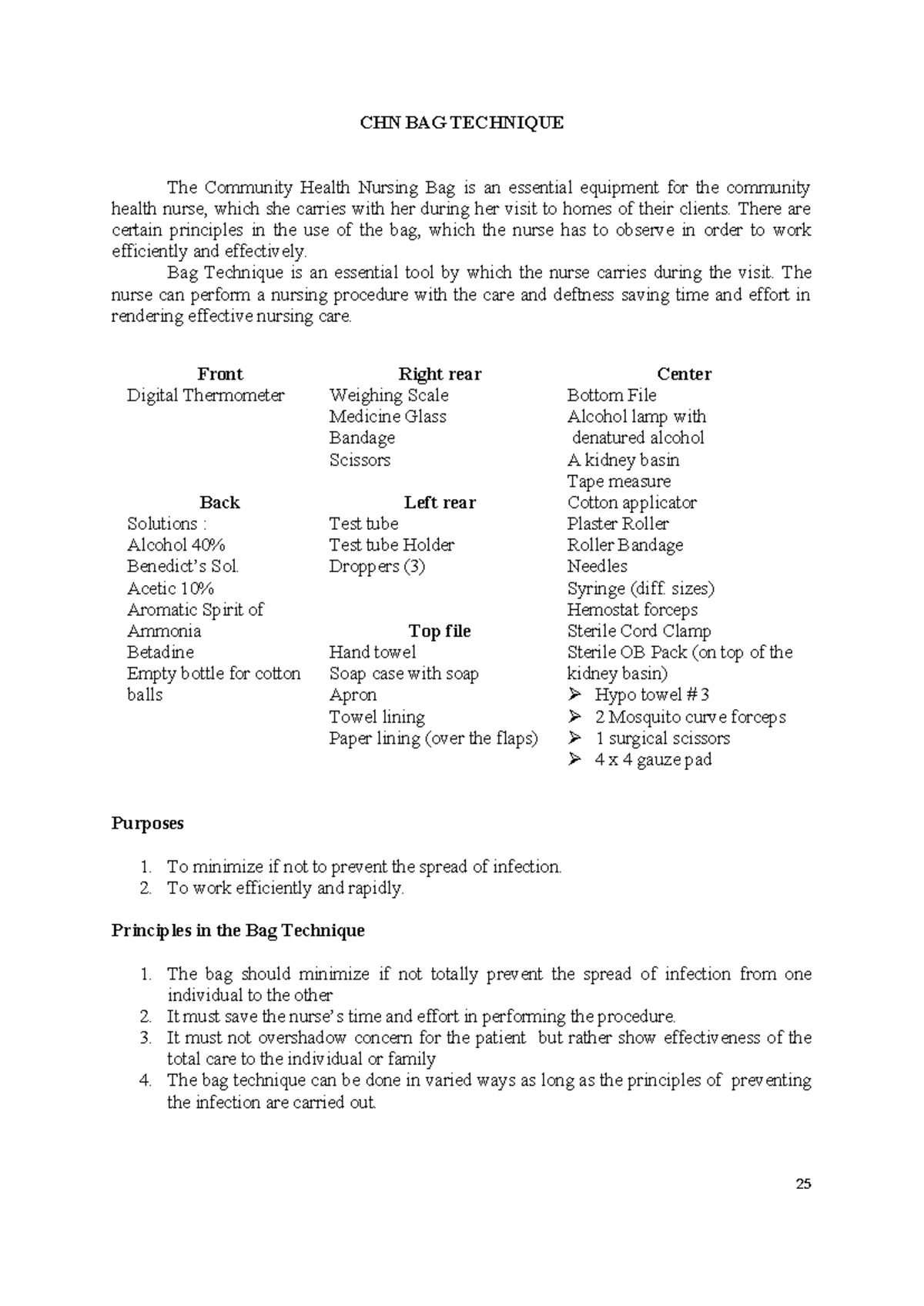 CHN BAG Technique - CHN BAG TECHNIQUE The Community Health Nursing Bag ...