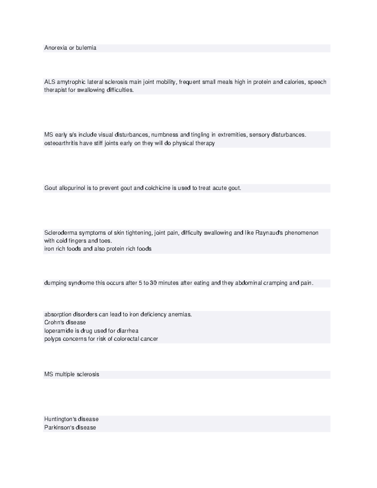 Document 56 - hi these are good notes - Anorexia or bulemia NH ALS ...