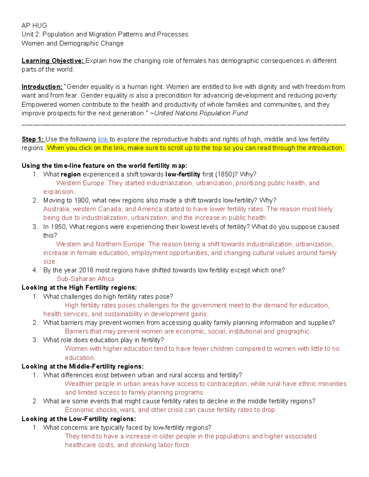 Women and Demographic Change - AP HUG Unit 2: Population and Migration ...