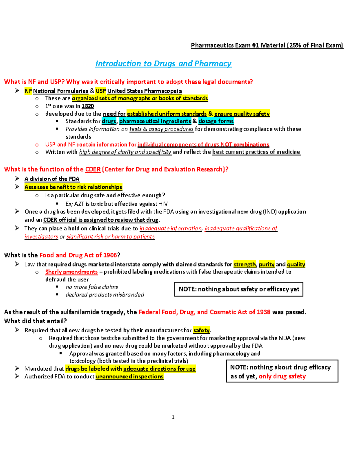 Pharmaceutics - helpful - Pharmaceutics Exam #1 Material (25% of Final ...