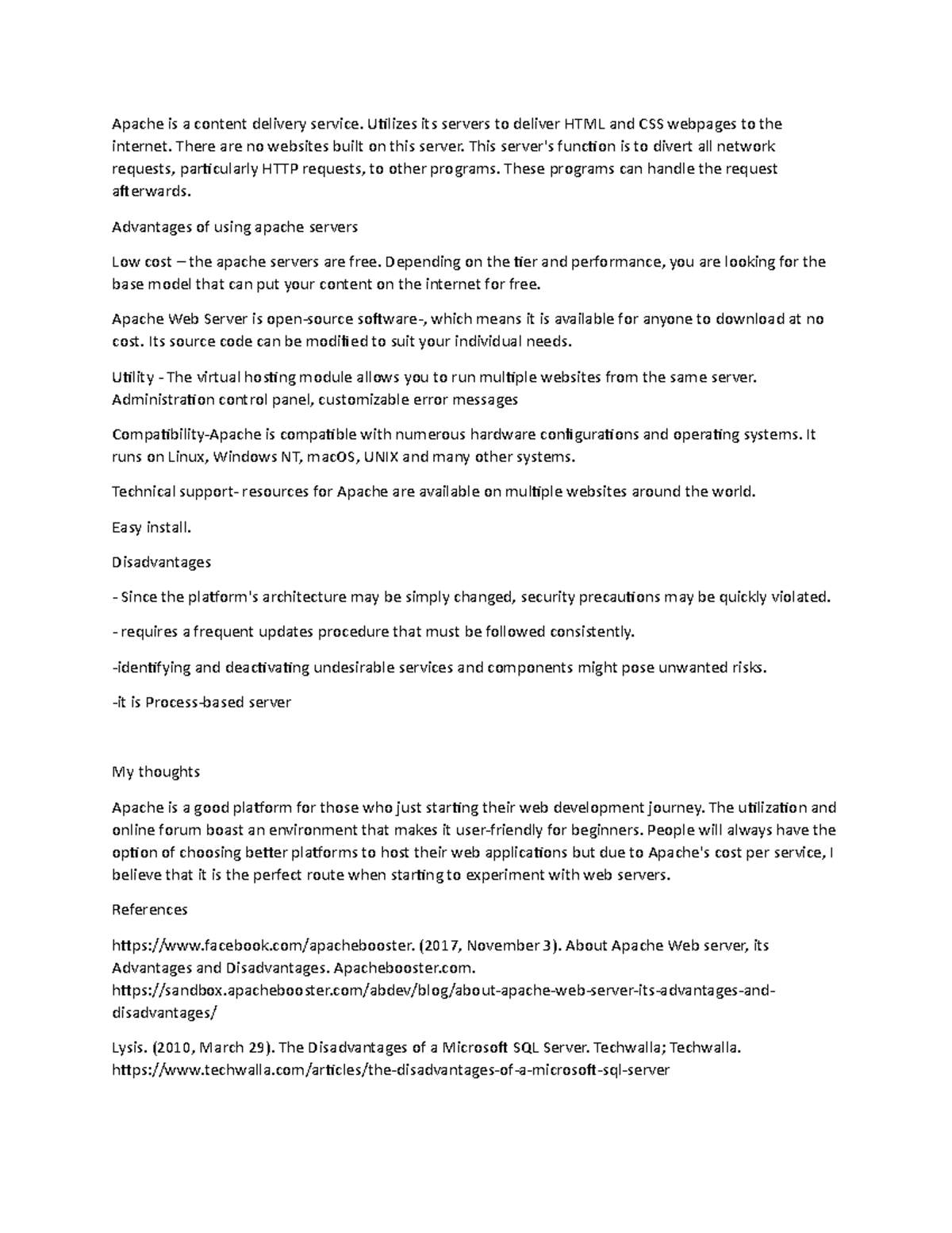 Disc 2 cs3305 - discussion unit 3 - Apache is a content delivery service. Utilizes its servers ...