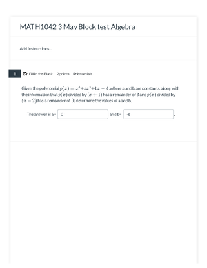 Block Test (2019 Calculus) - MATH1042– Mathematics I (Engineering ...