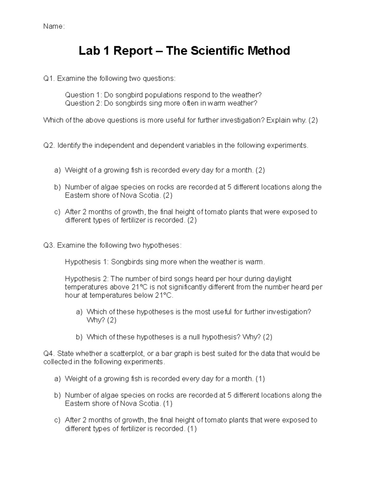 Lab 1 report template (BIOL 1152) 3 - Lab 1 Report – The Scientific ...