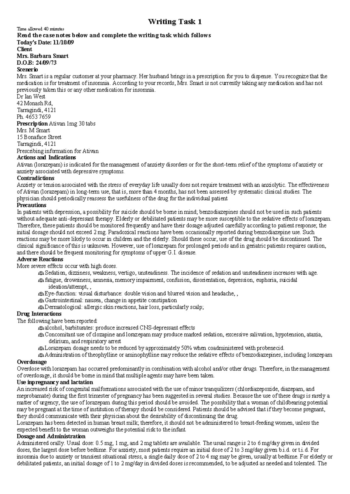 Letters OET writing - Writing Task 1 ####### Time allowed 40 minutes ...