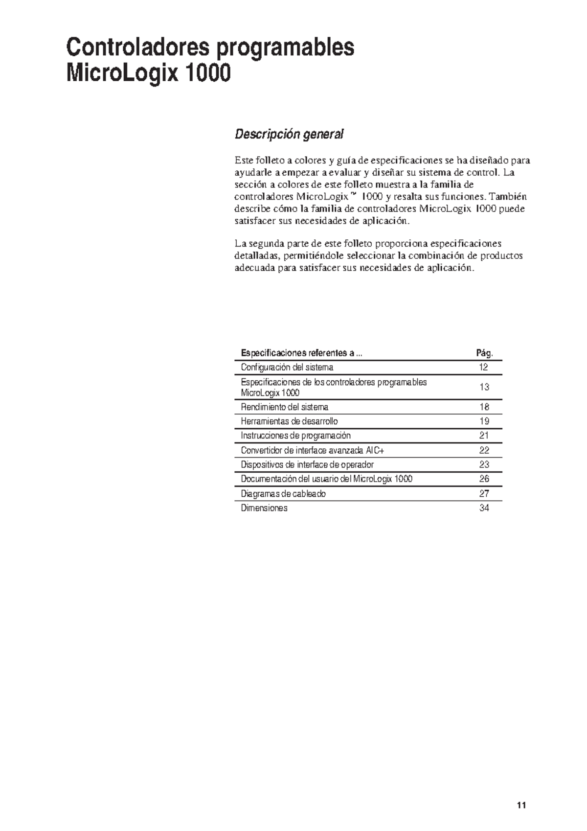 Micrologix 1000 Especificaciones - Controladores programables ...