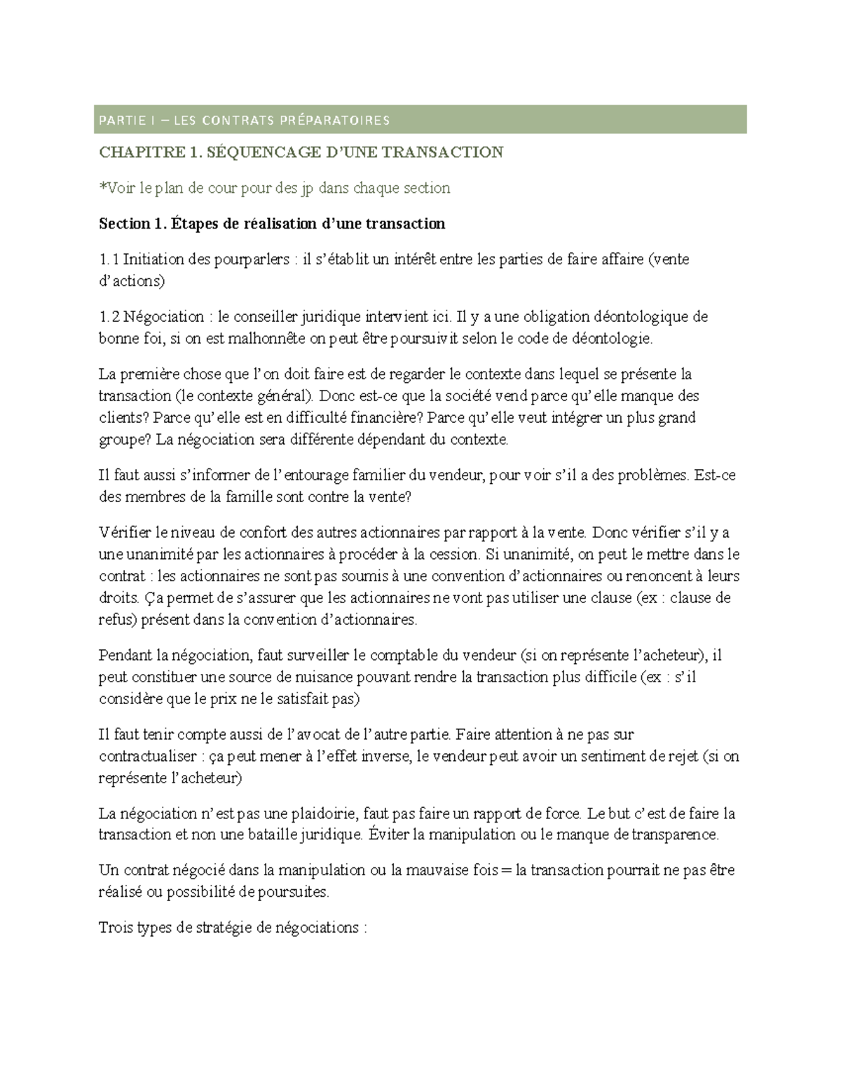 DRT 3402 Contrat et usages commerciaux - PARTIE I – LES CONTRATS ...