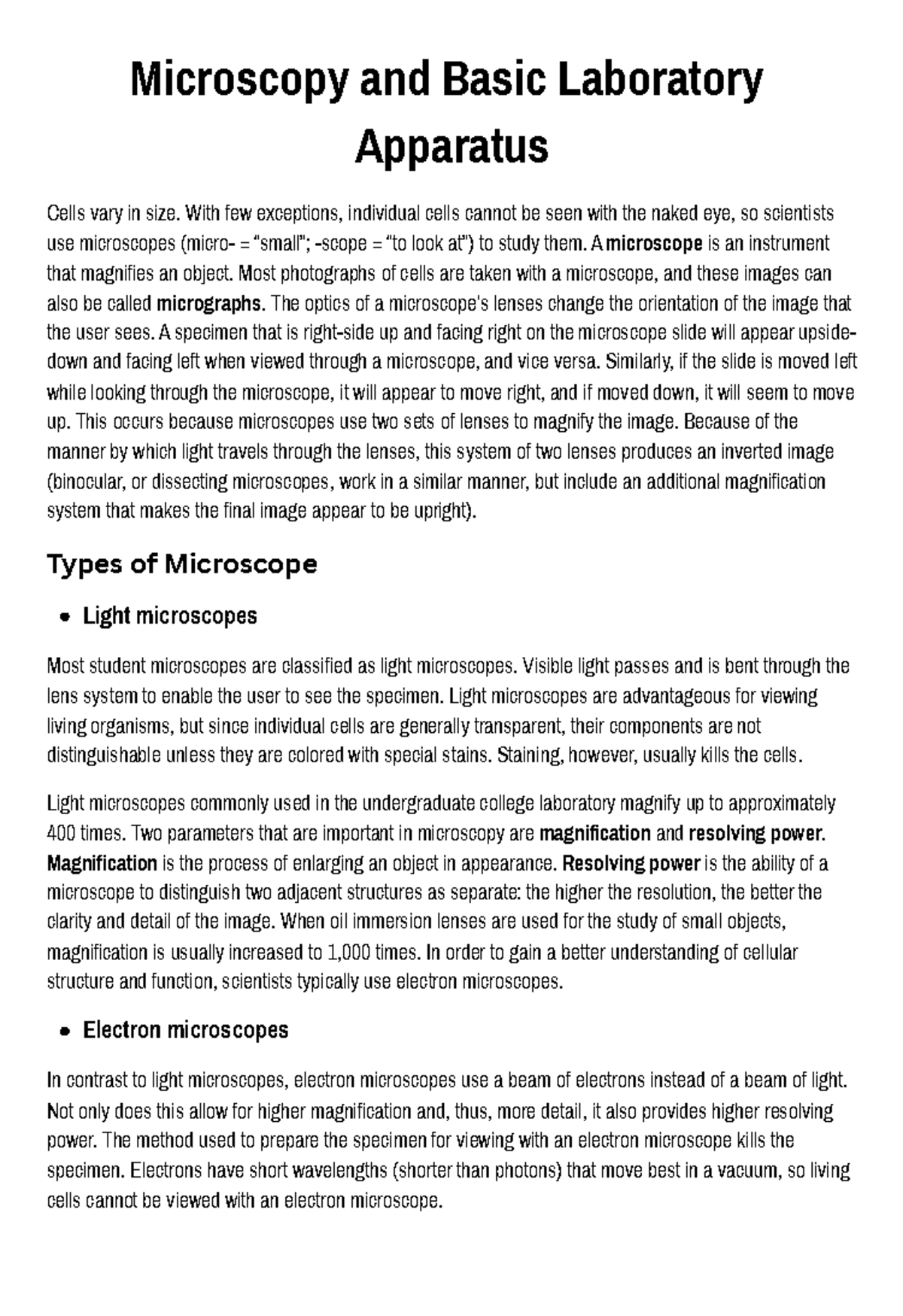 Microscopy and Basic Laboratory Apparatus - Microscopy and Basic ...
