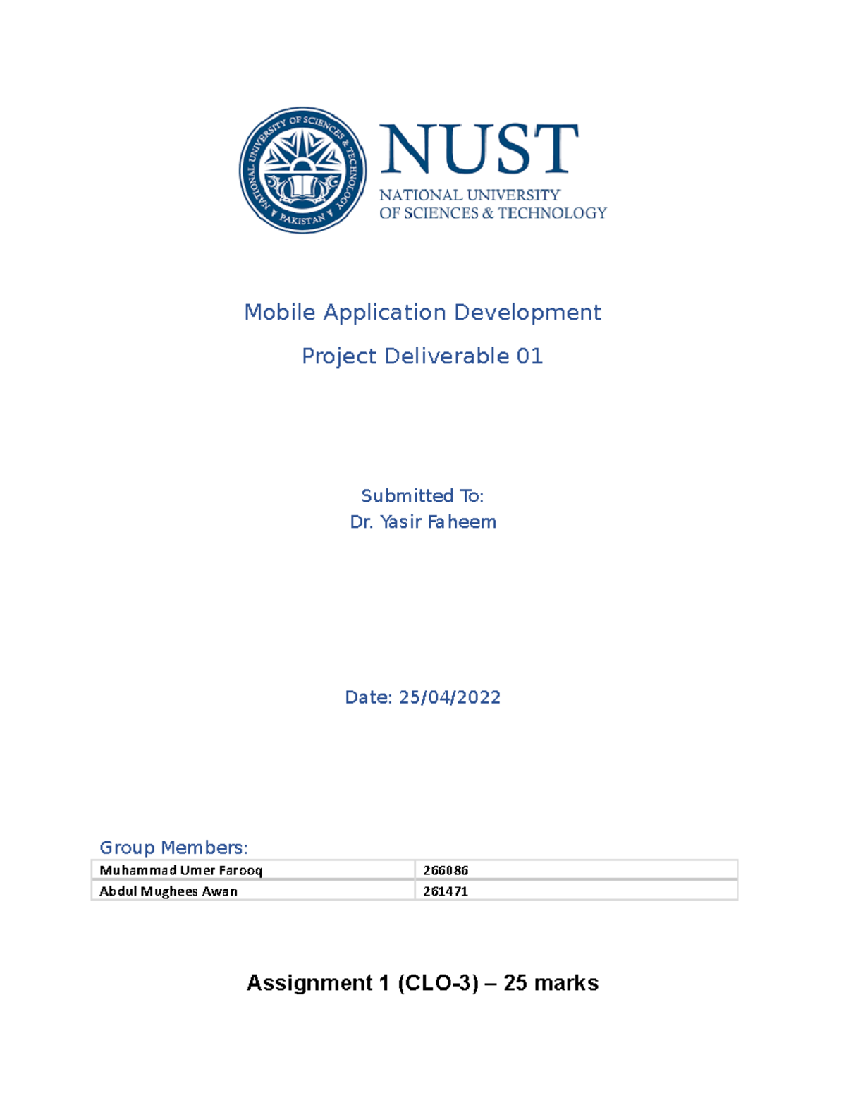 Assignment 1 - MAD for SMEs - Mobile Application Development Project Deliverable 01 Submitted To ...