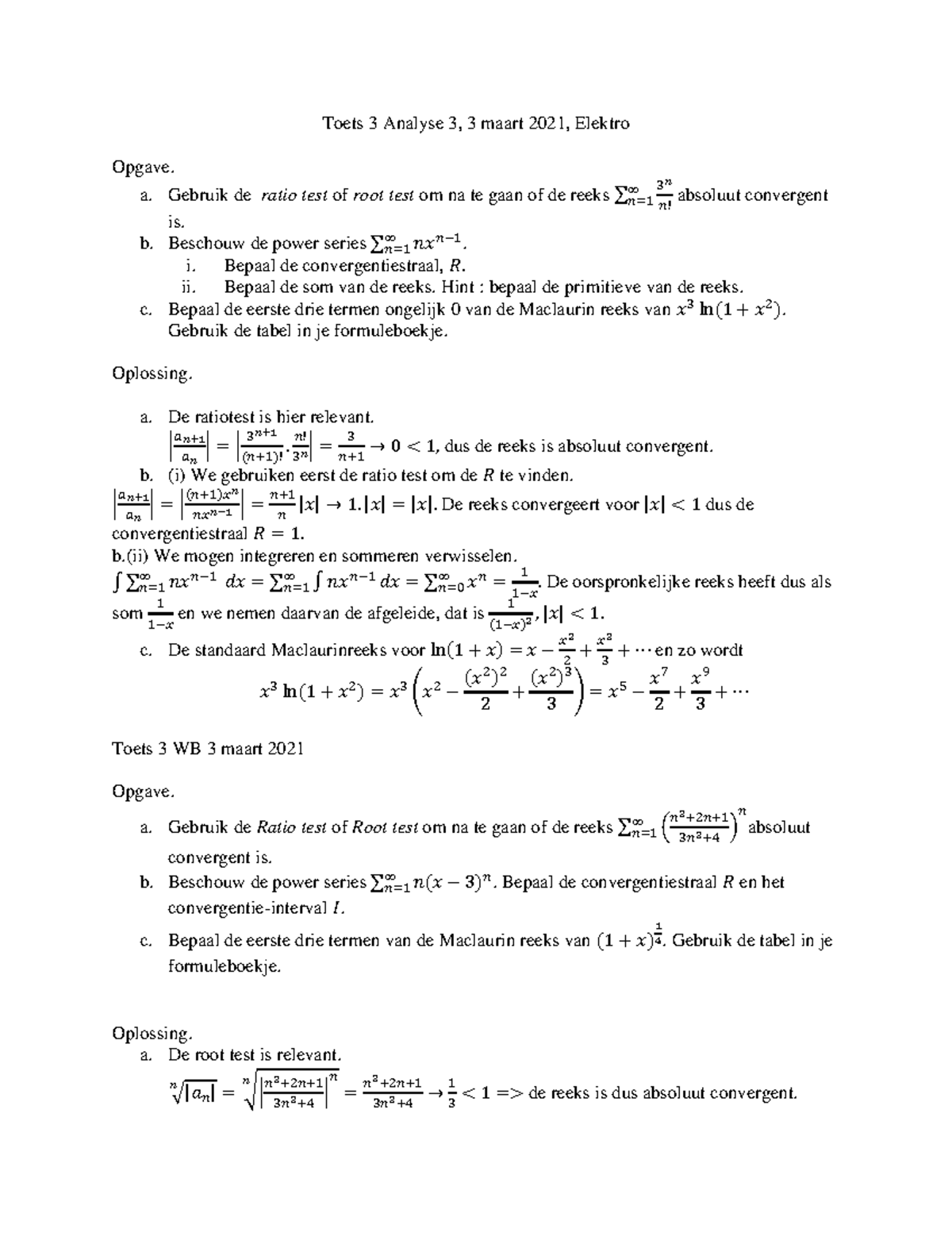 Oplossingen Toets 3 Analyse 3 3 maart 2021 220302 123847 - Toets 3 ...