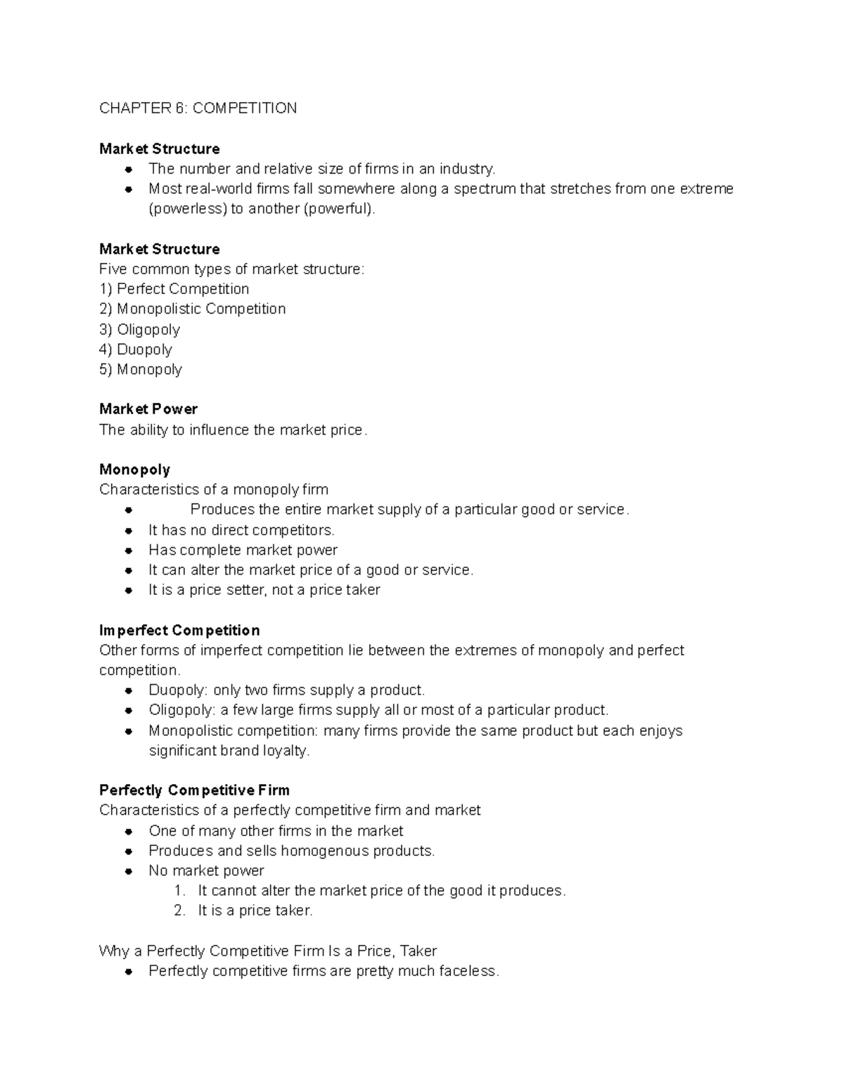 Chapter 6 Competition - Google Docs - CHAPTER 6: COMPETITION Market ...