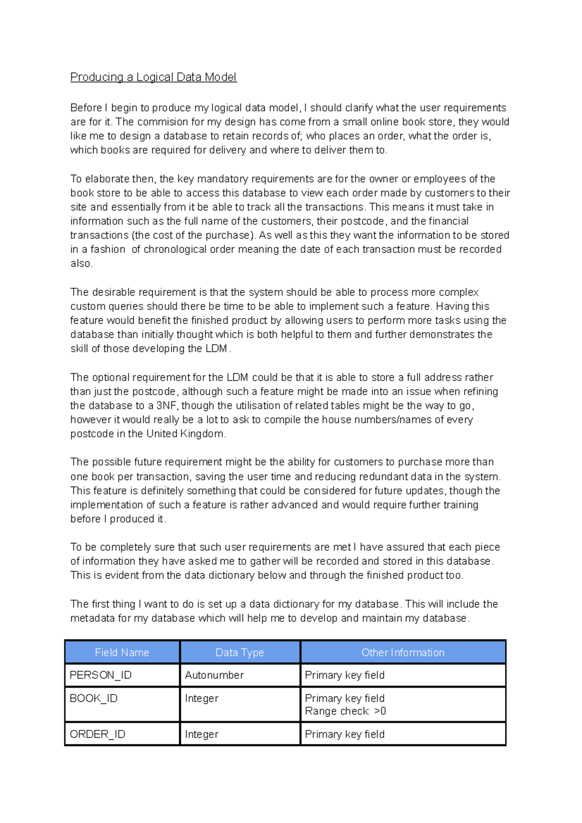 Producing a Logical Data Model - Producing a Logical Data Model Before ...