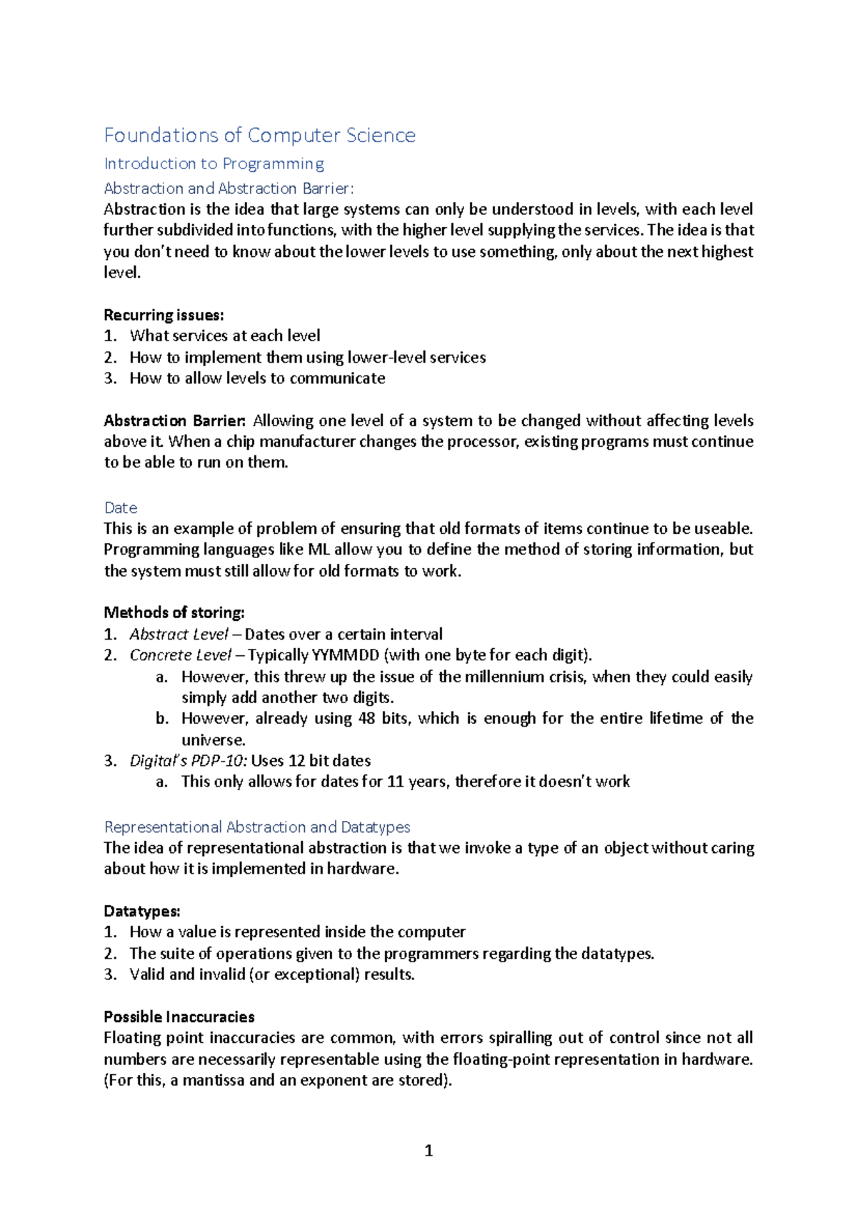 Computer Science Foundation - computer science engineering - Studocu