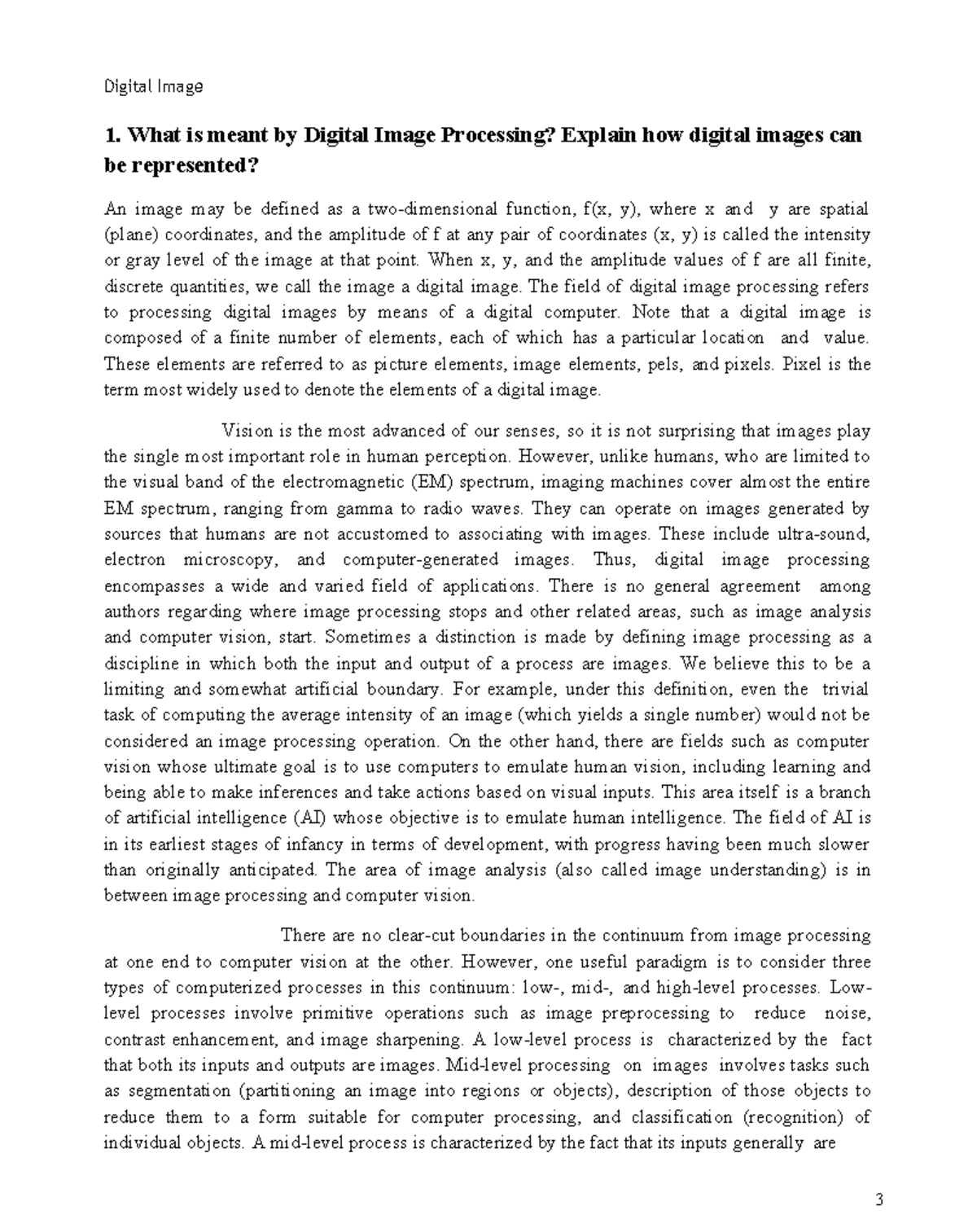 Notes Dip Moodule 1 Processing 1 What Is Meant By Digital Image Processing Explain How