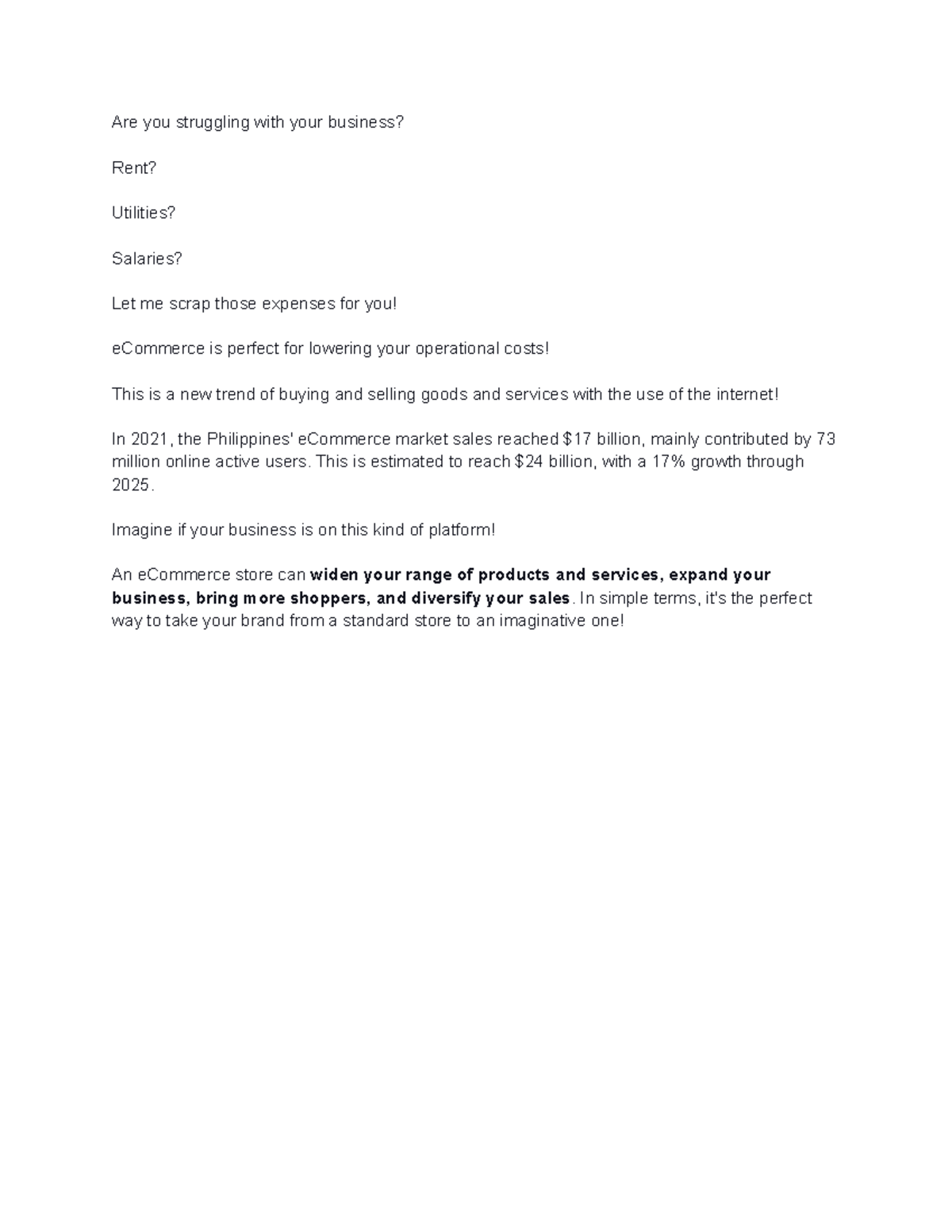 Sample of Advertising Speech - Are you struggling with your business ...