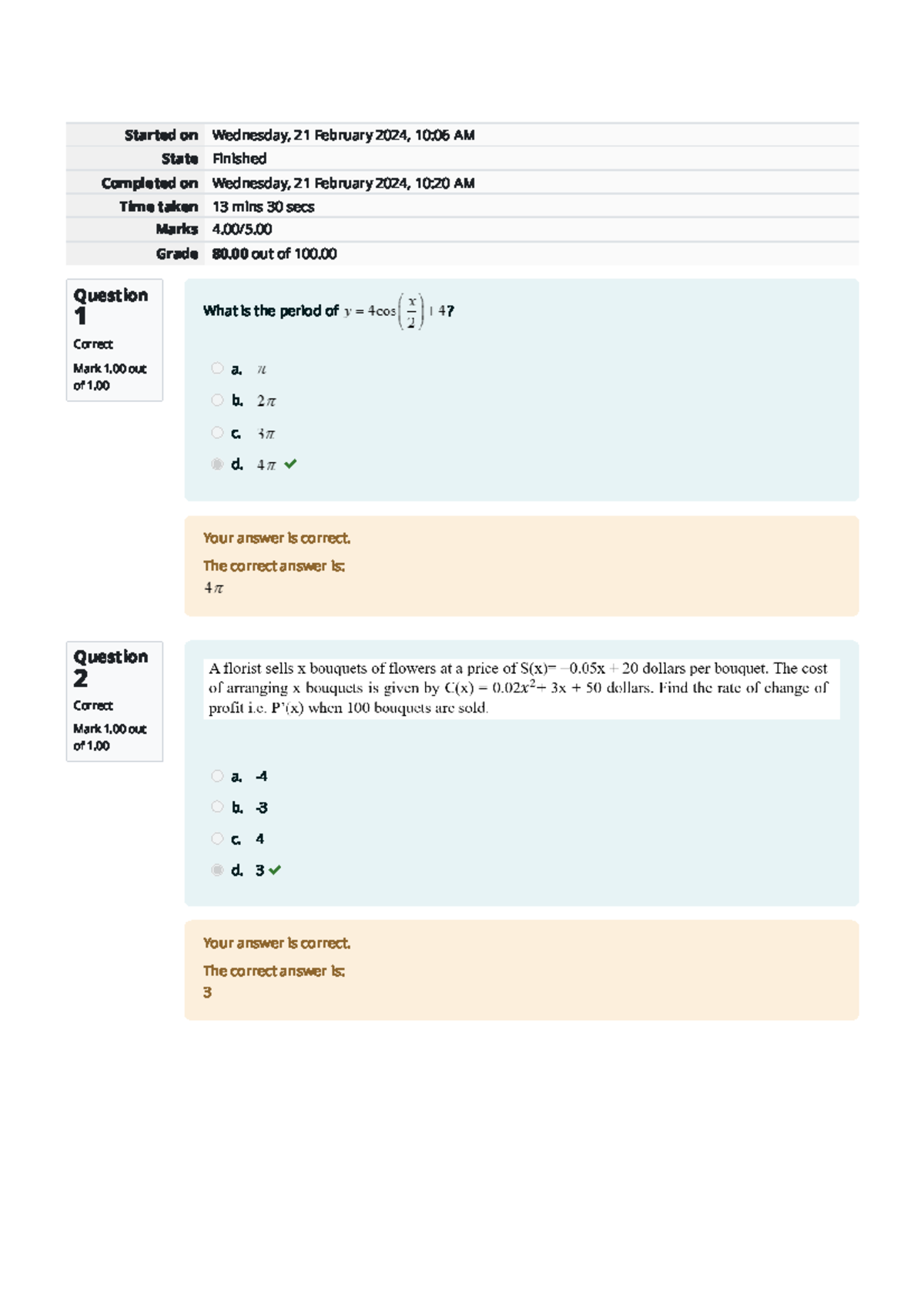 Graded Quiz Unit 3 Attempt review - Question 1 Correct Mark 1 out of 1. Question 2 Correct Mark ...