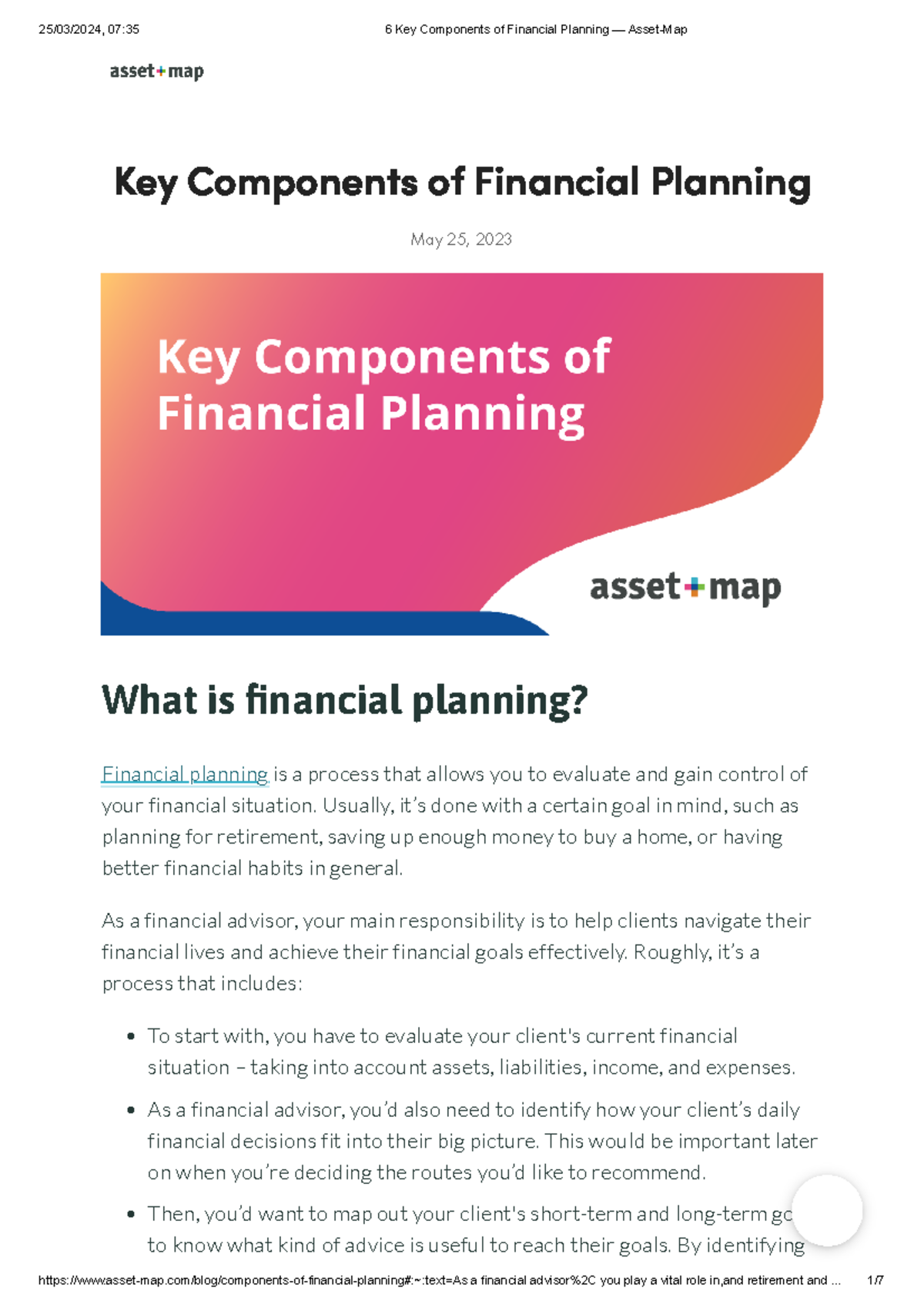 6 Key Components of Financial Planning — Asset-Map - Key Components of ...
