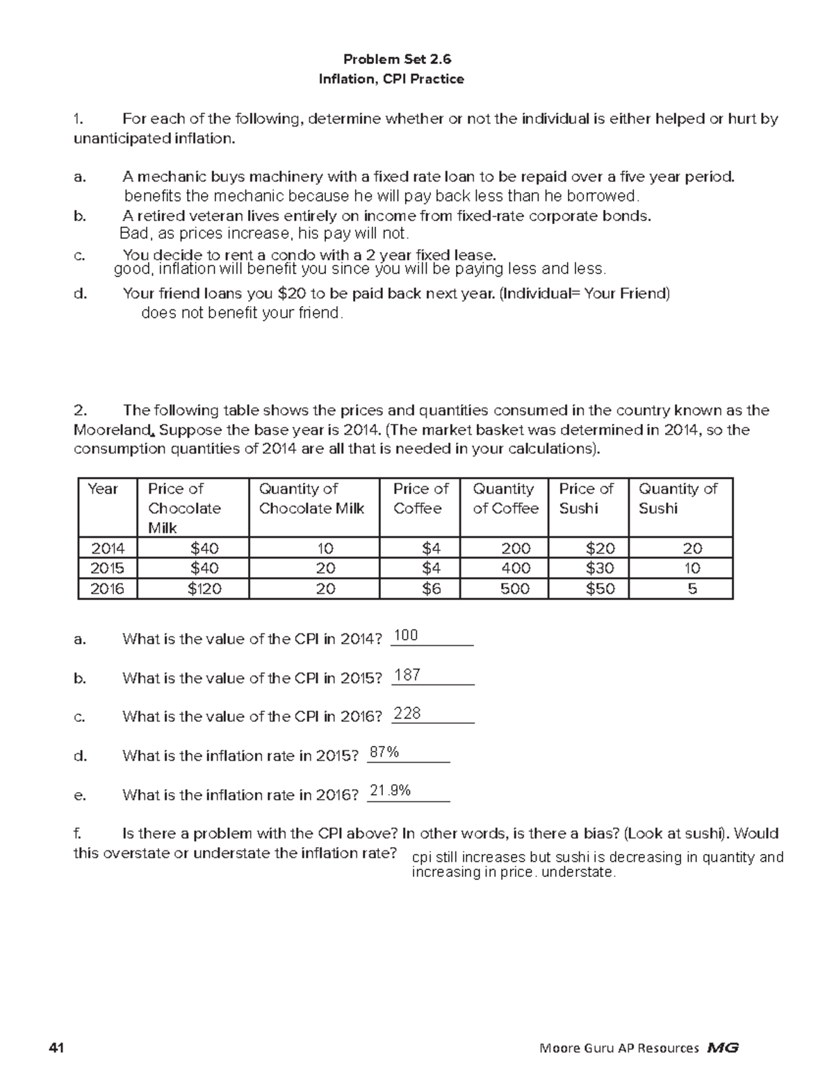 Inflation PDF 41-42 - entire ap macro course - Problem Set 2 Invation ...