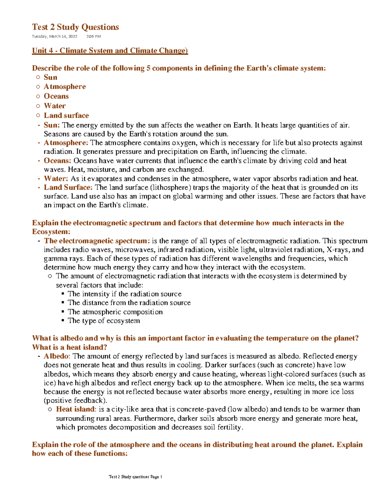 Test 2 Study Questions - Unit 4 - Climate System and Climate Change ...